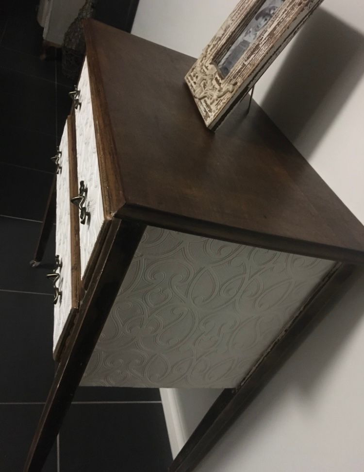 Drawer unit upcycle using wallpaper | Bunnings Workshop community