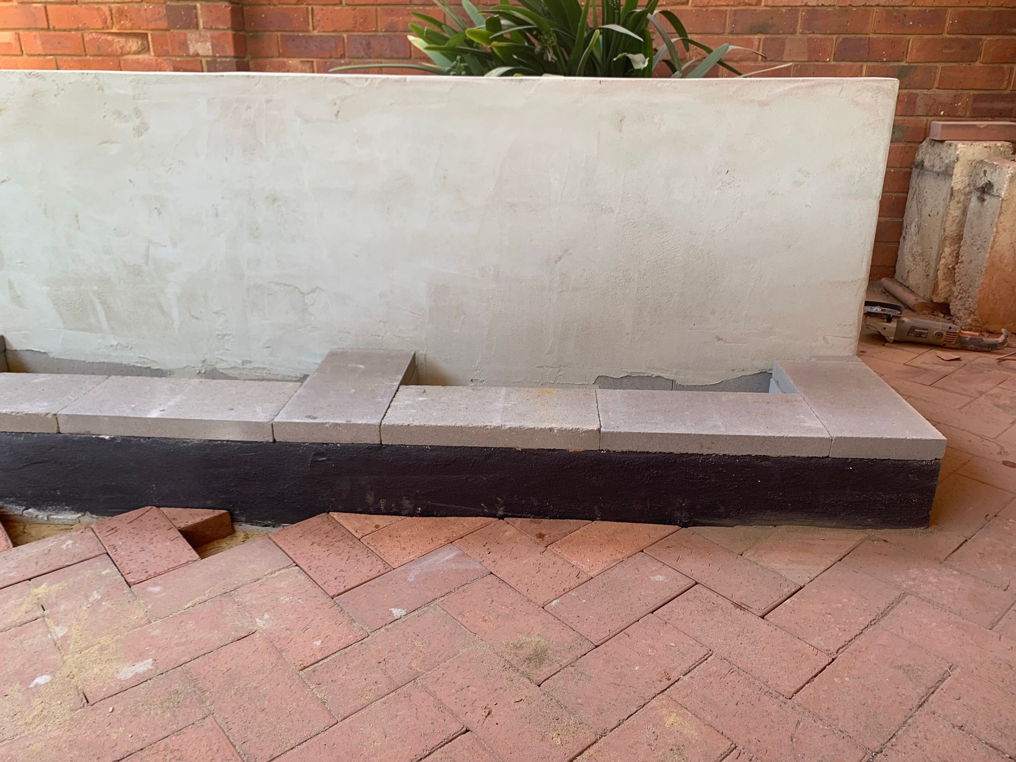 Built-in outdoor seating using Besser br... | Bunnings Workshop community