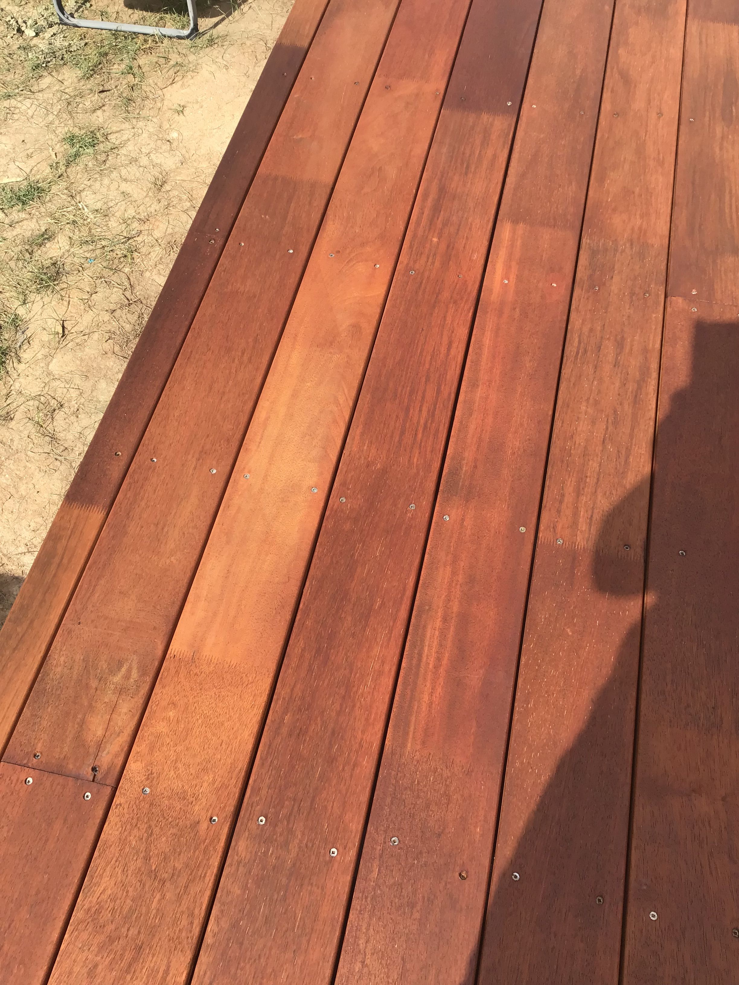 How to remove black marks on new Merbau ... | Bunnings Workshop community