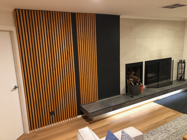 How to install timber slat feature wall ... | Bunnings Workshop community