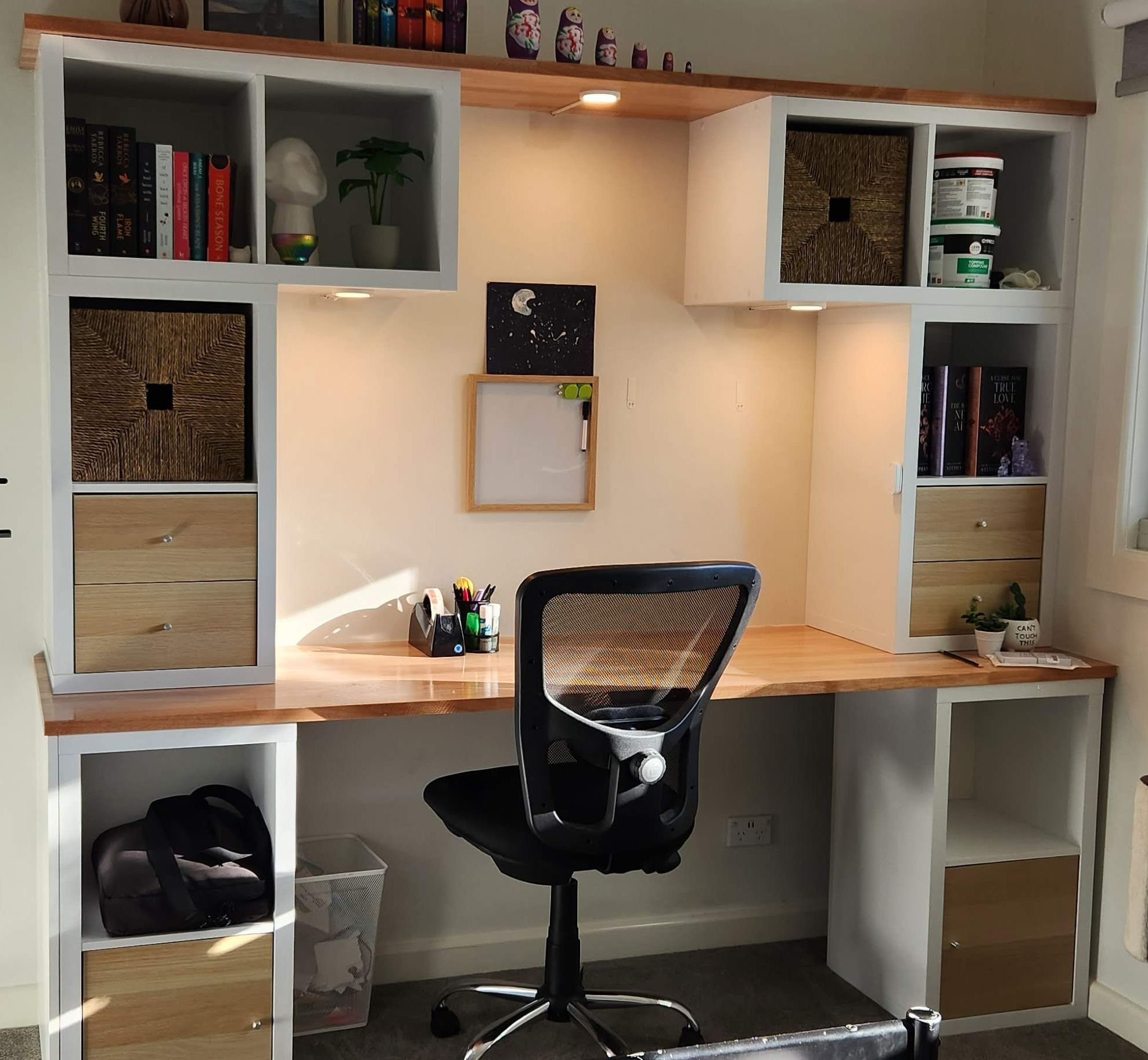 Custom office desk using storage cubes | Bunnings Workshop community
