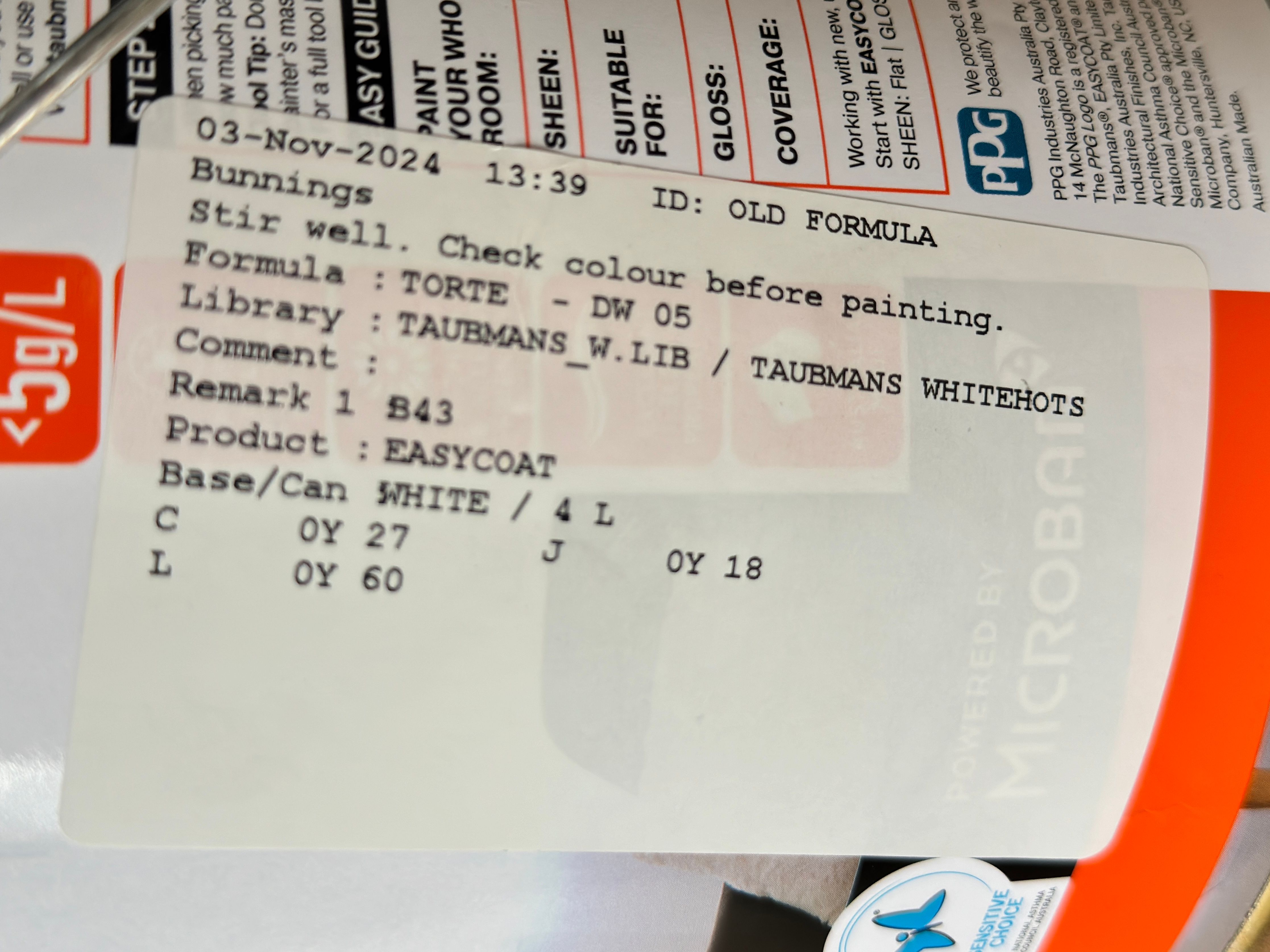 Solved: How to read a Bunnings paint label? | Bunnings Workshop community