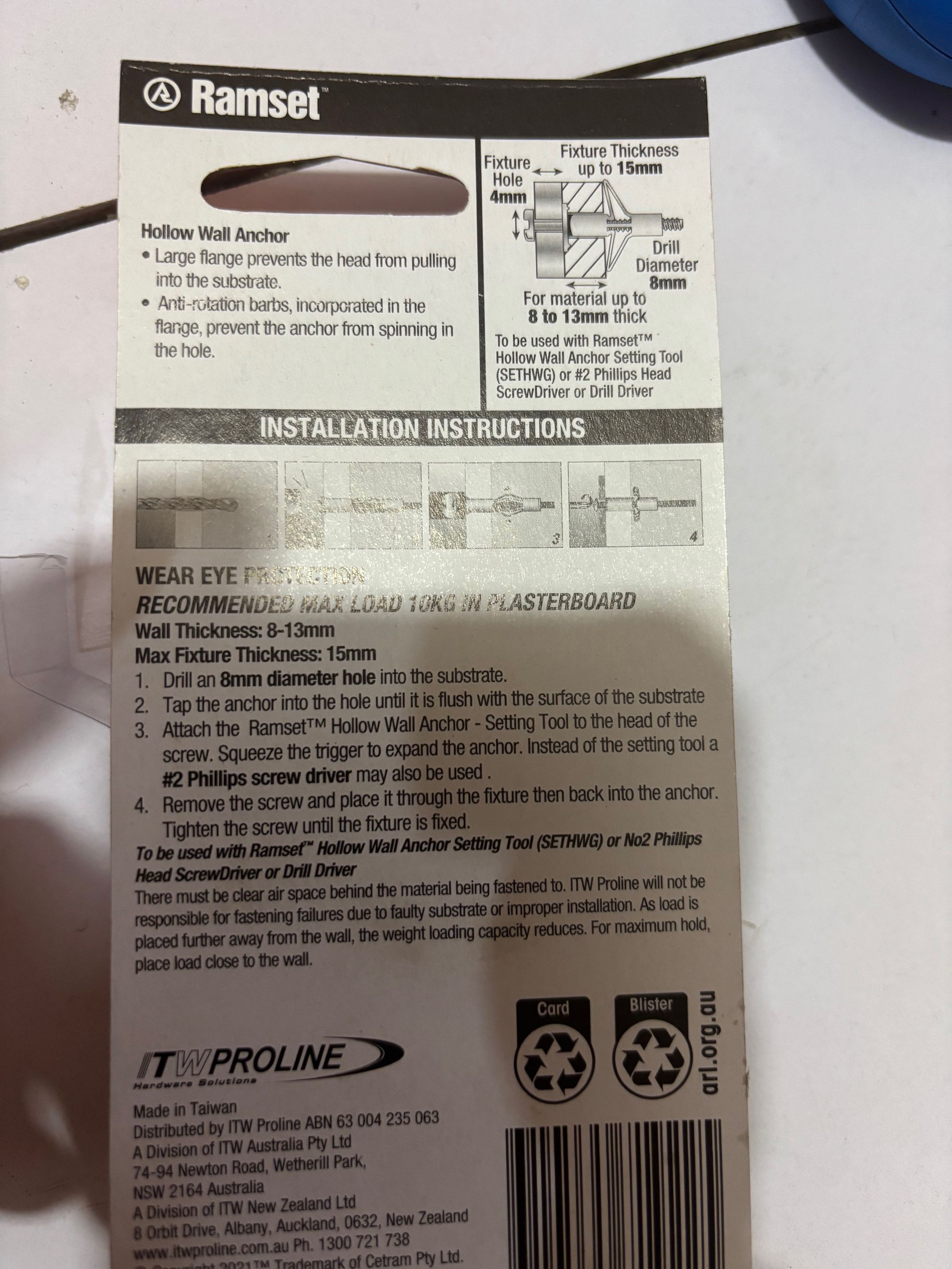 How to install Ramset M4 x 8mm Hollow Wa... | Bunnings Workshop community