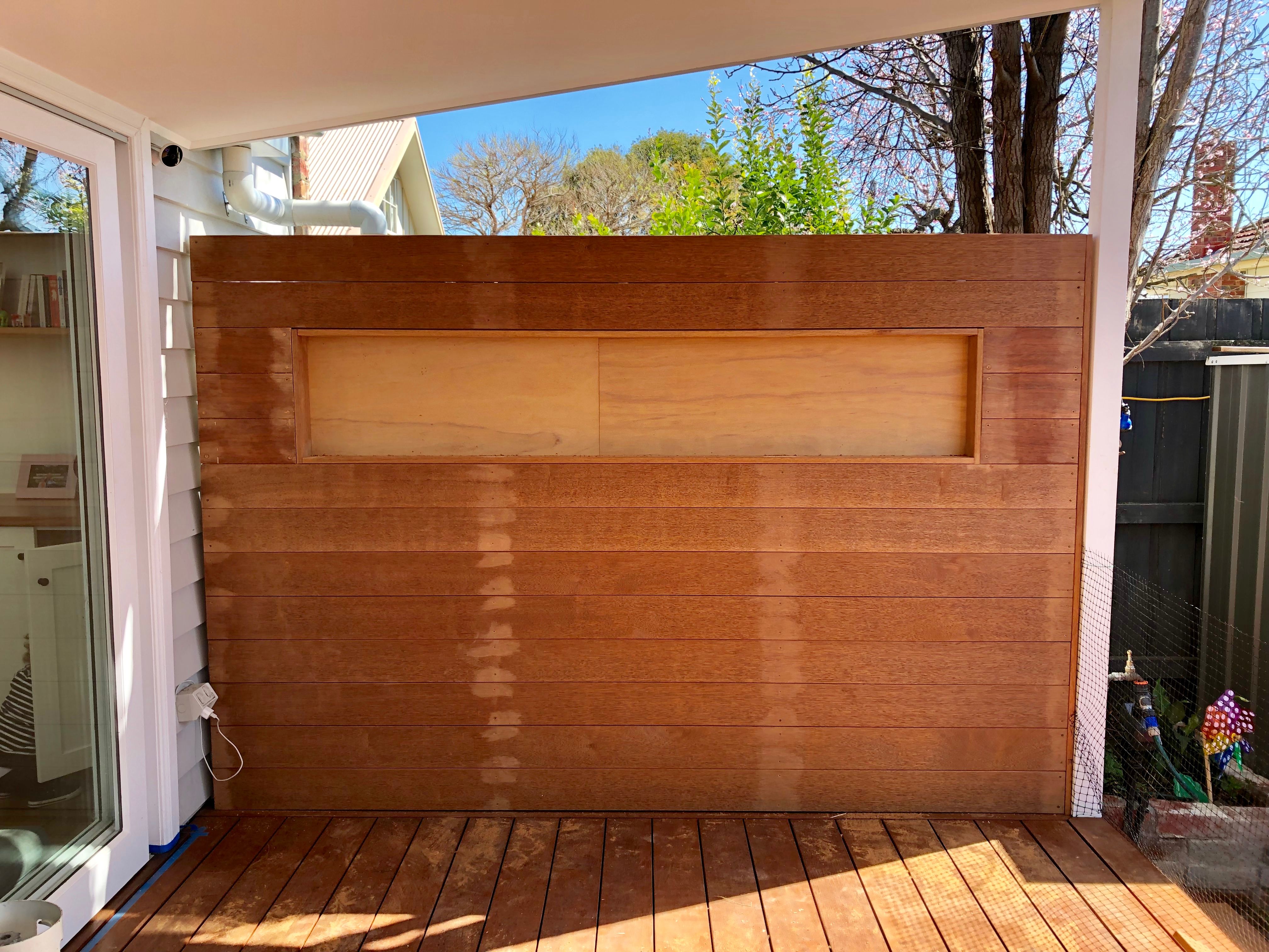 Merbau feature wall with vertical garden | Bunnings Workshop community