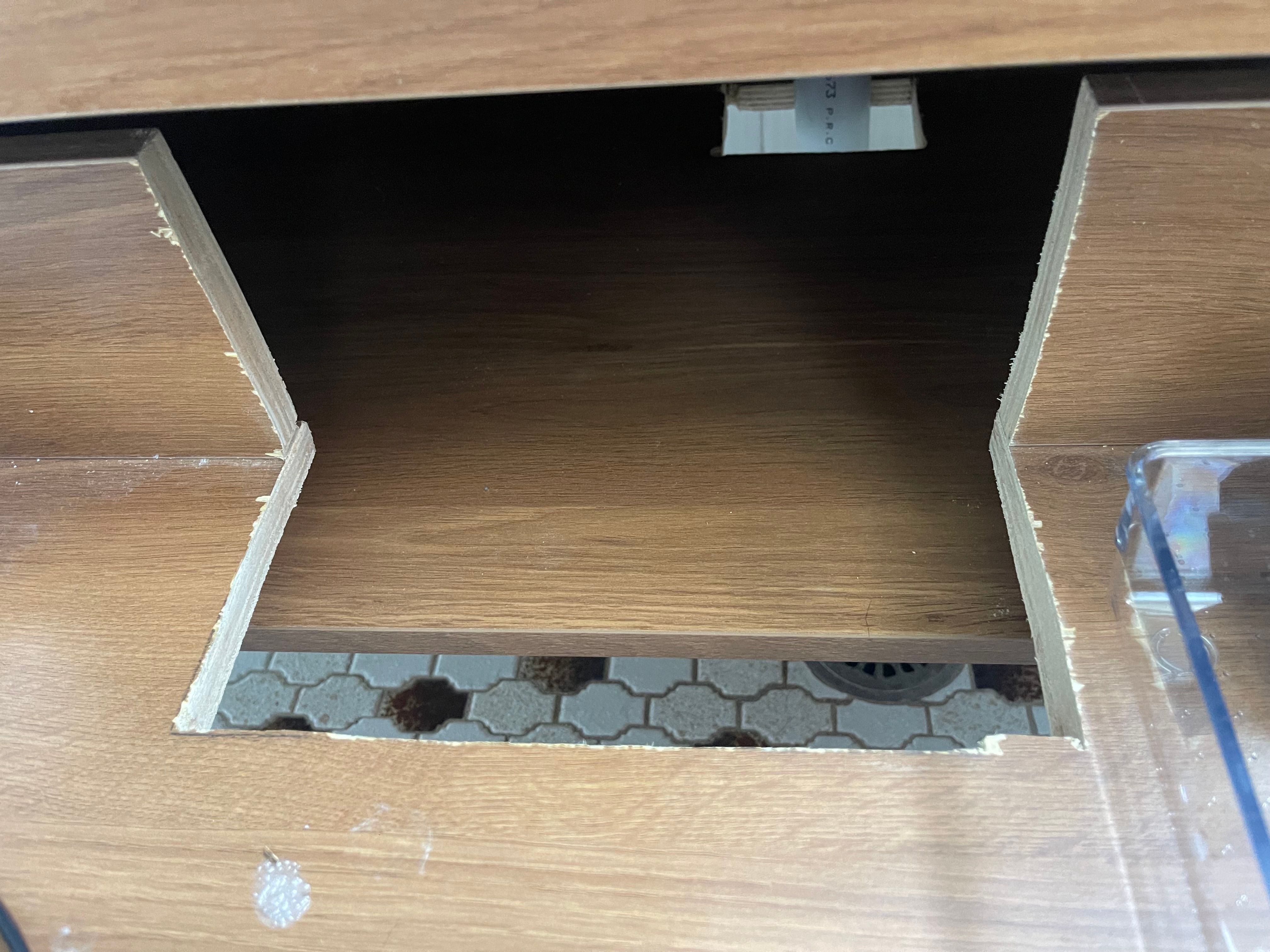 How can I repair notch in bathroom vanit... | Bunnings Workshop community