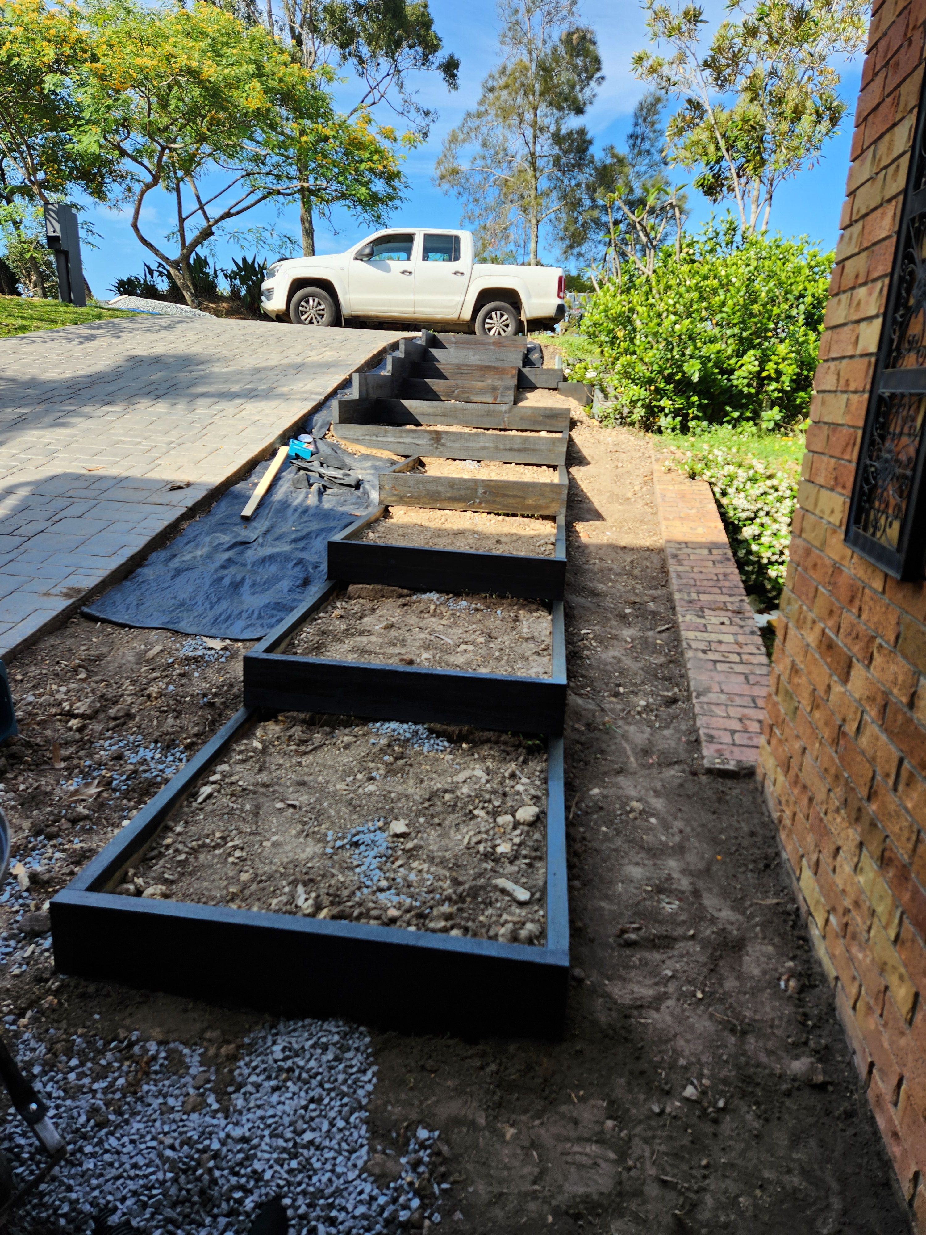Outdoor steps with pavers and pebbles | Bunnings Workshop community
