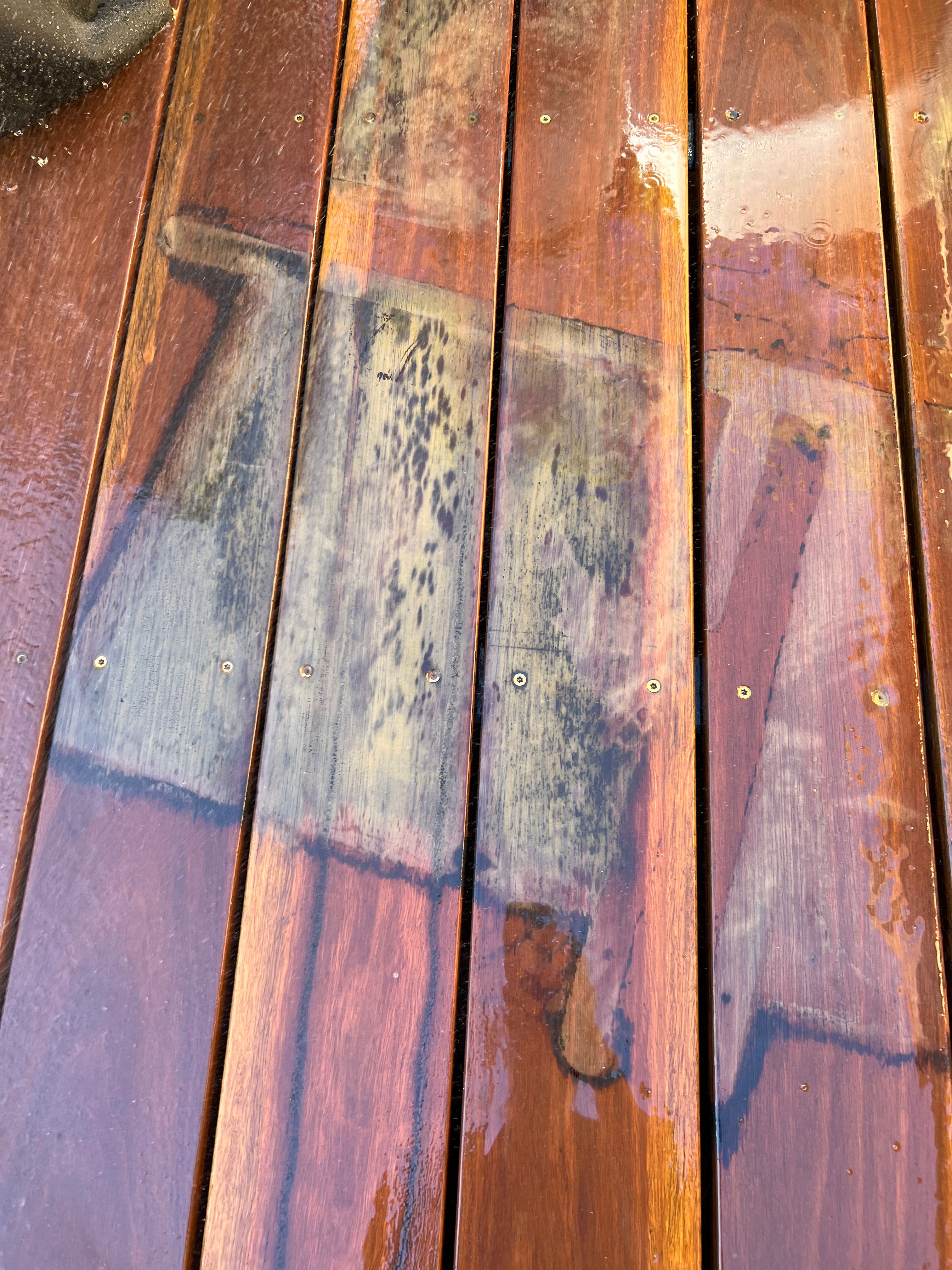 How to fix marks on spotted gum deck? | Bunnings Workshop community