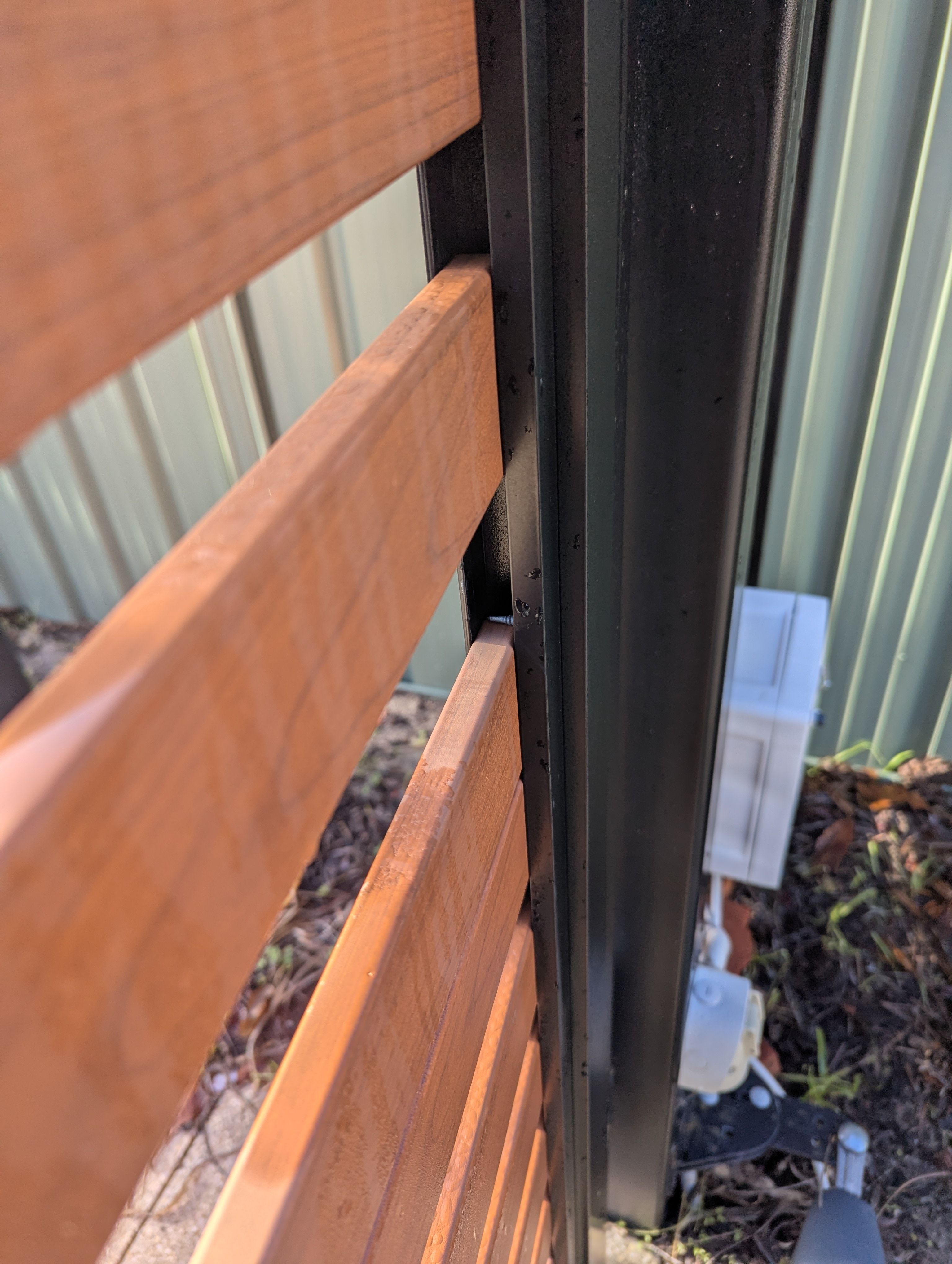 How to fix dropped slats on metal gate? | Bunnings Workshop community