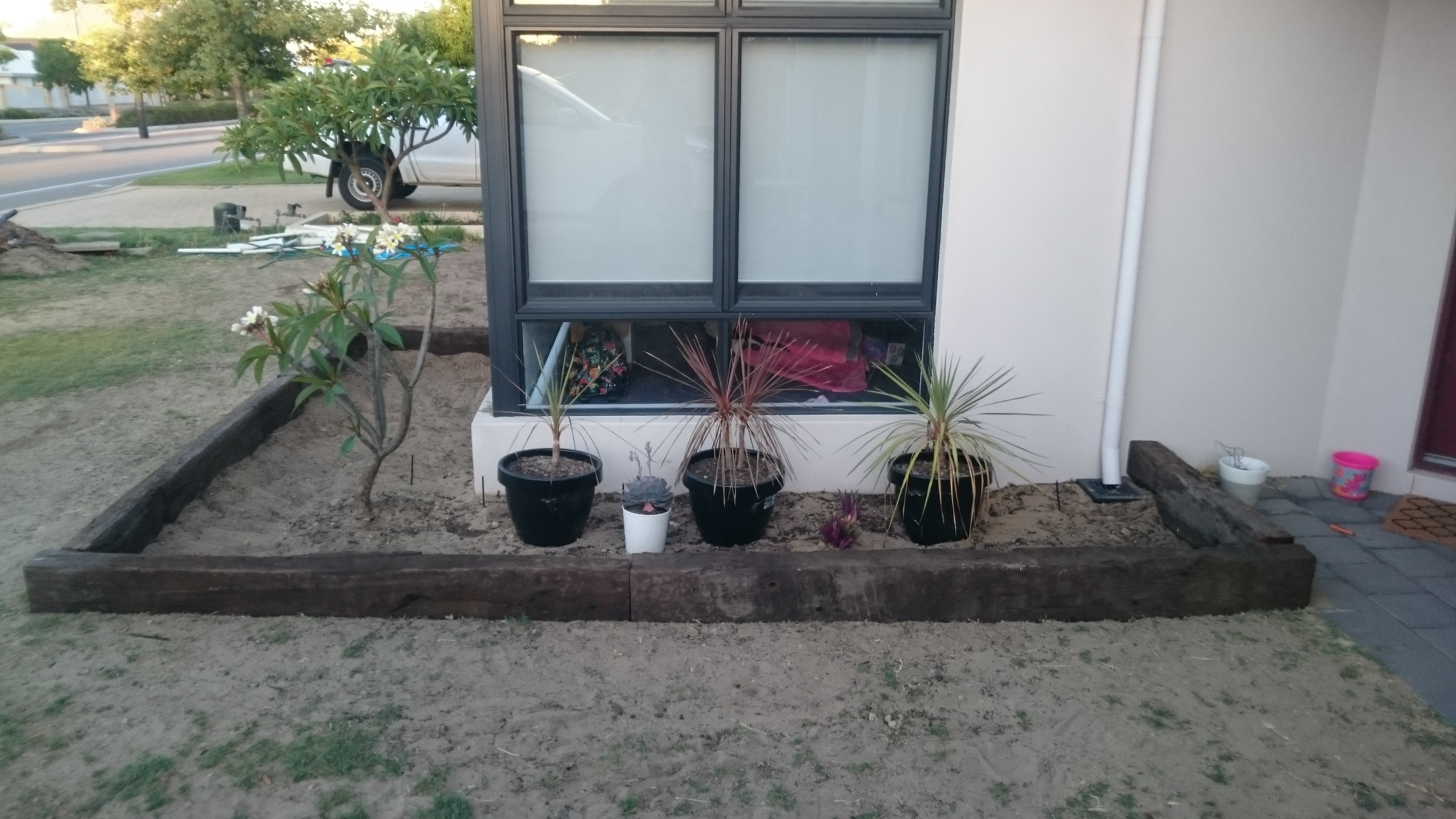 rustic railway sleeper garden bed | Bunnings Workshop community