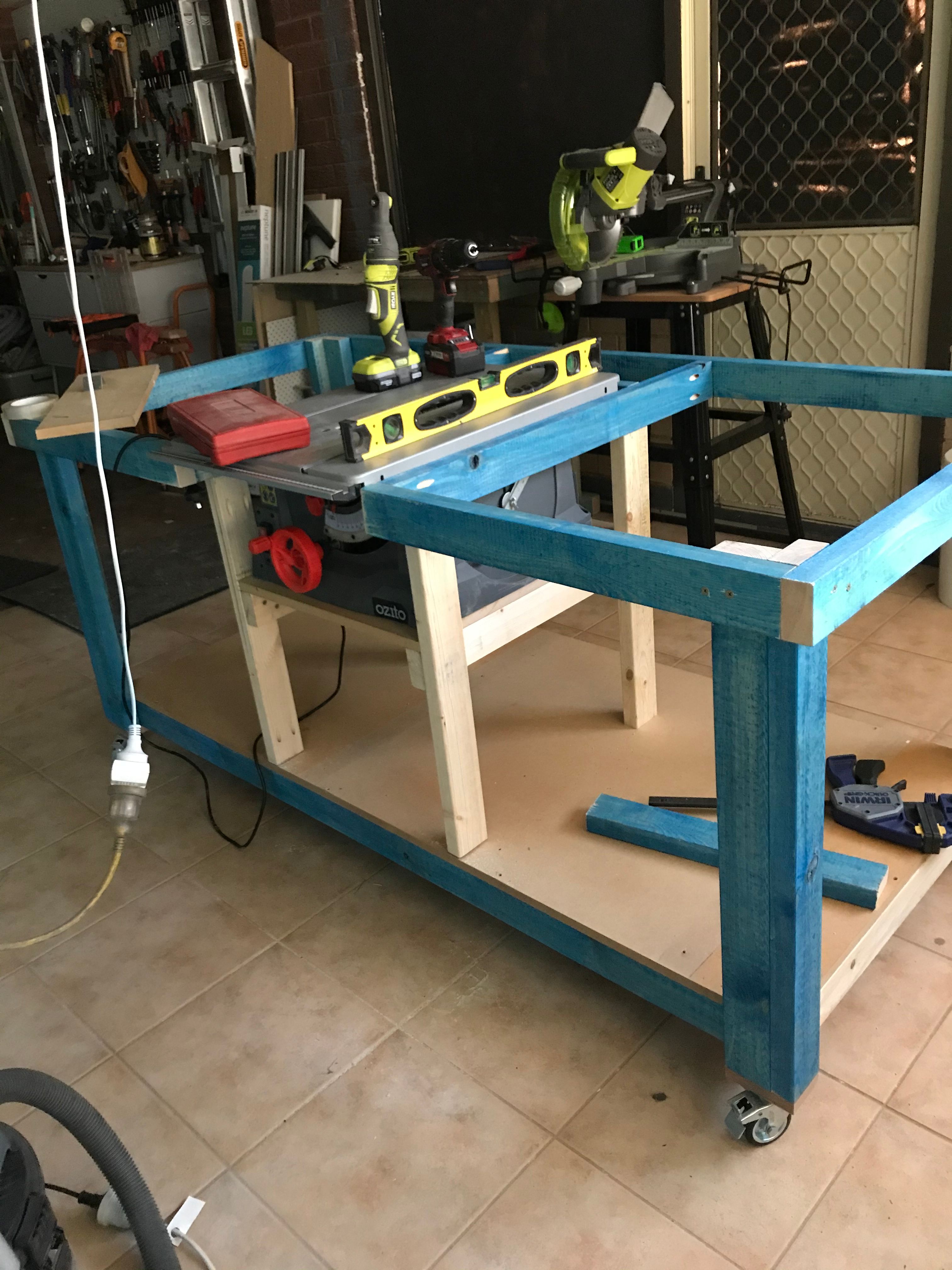 Mobile workbench with table saw | Bunnings Workshop community