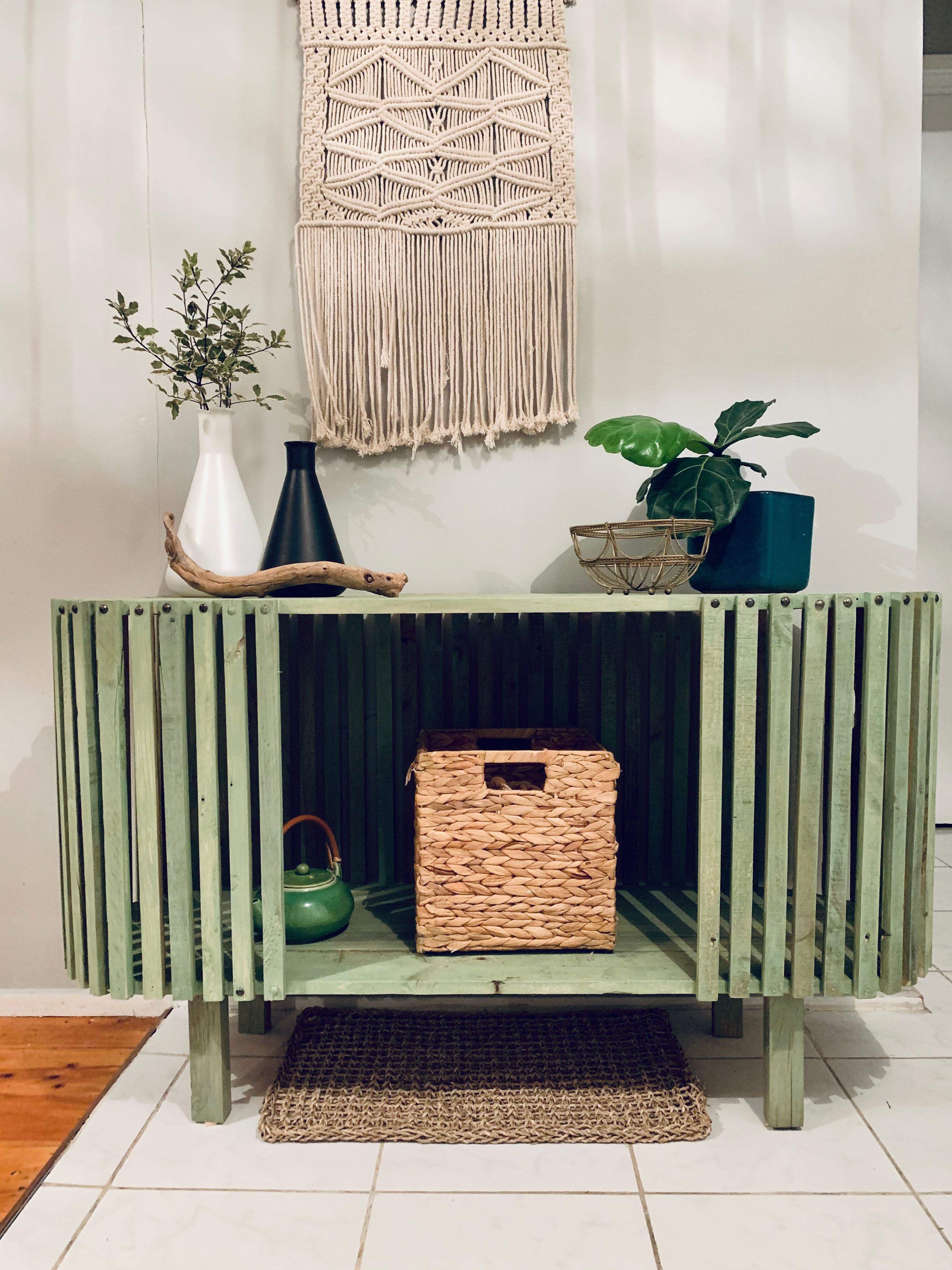 Easy console table/unit made using palle... | Bunnings Workshop community
