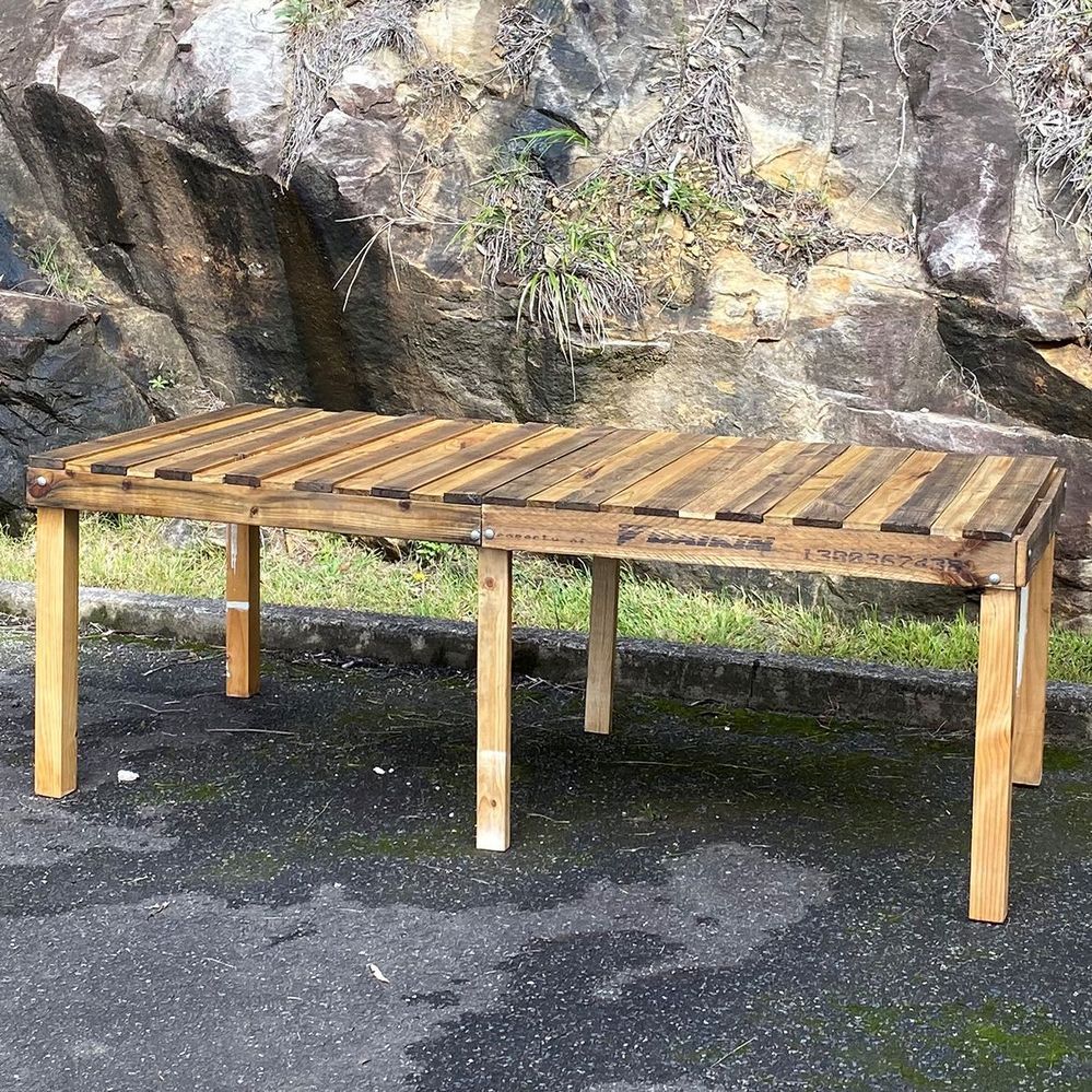 Pallet timber outdoor table with burn ef... | Bunnings Workshop community