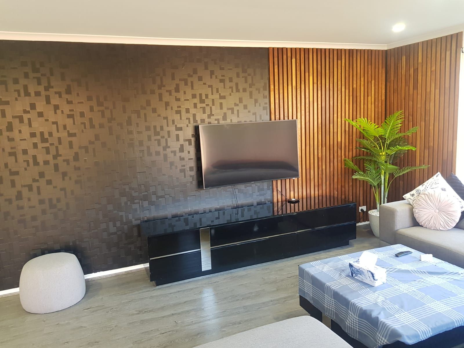 Feature wall with timber panelling | Bunnings Workshop community