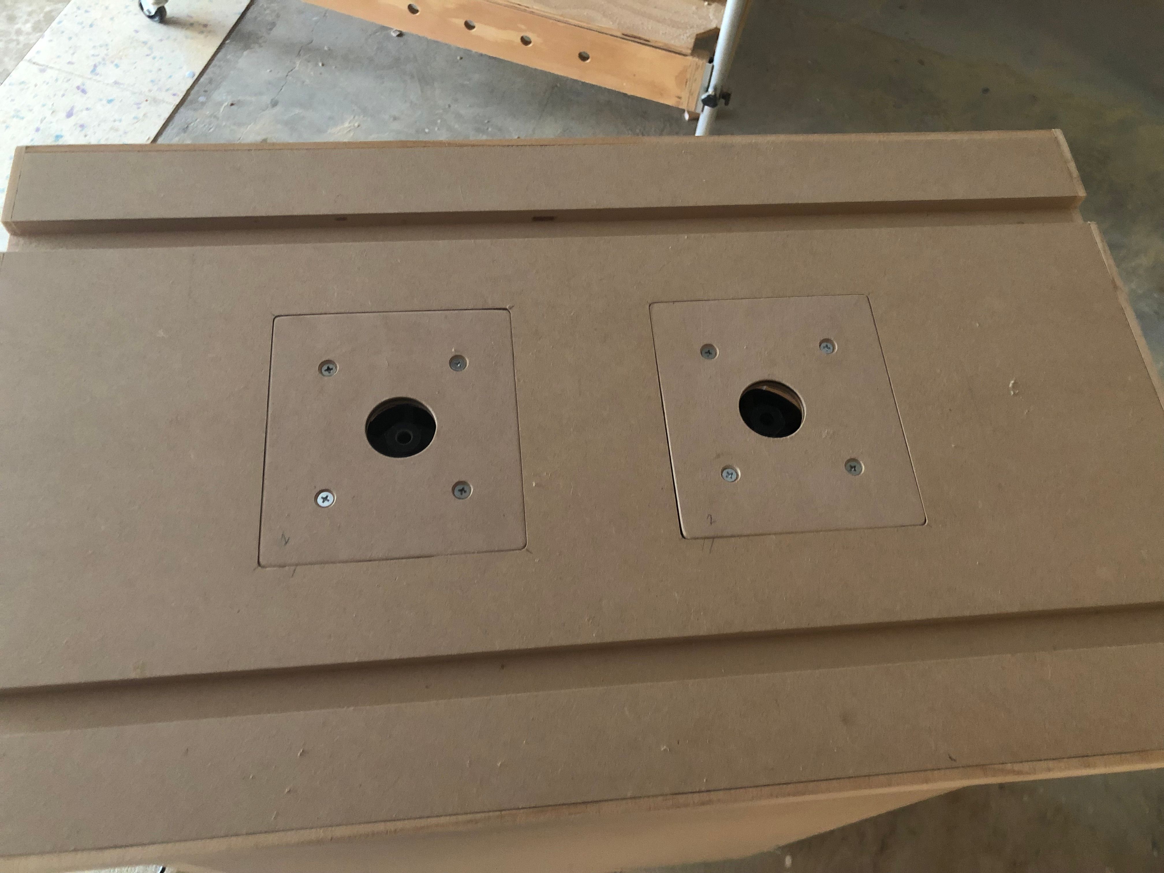 Dual trimmers fitted to small router cup... | Bunnings Workshop community