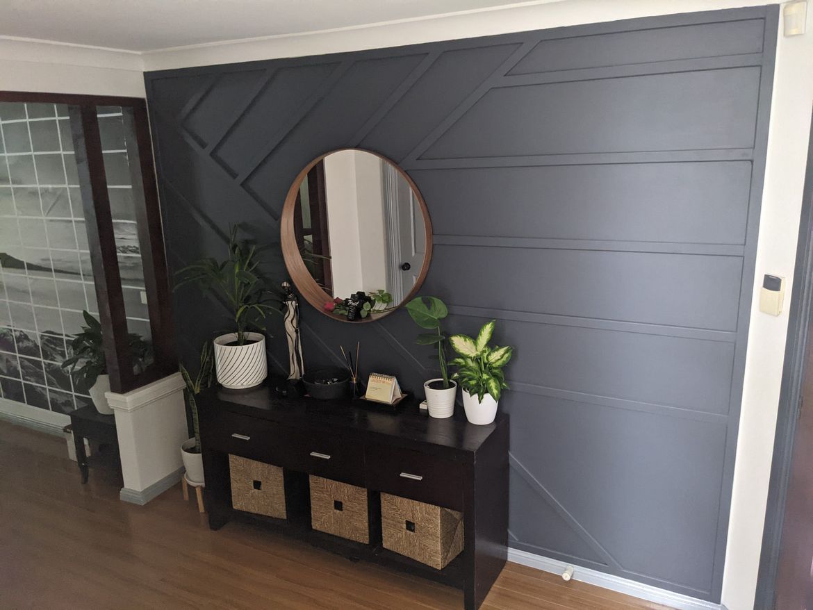 Bedroom feature wall using MDF moulding | Bunnings Workshop community
