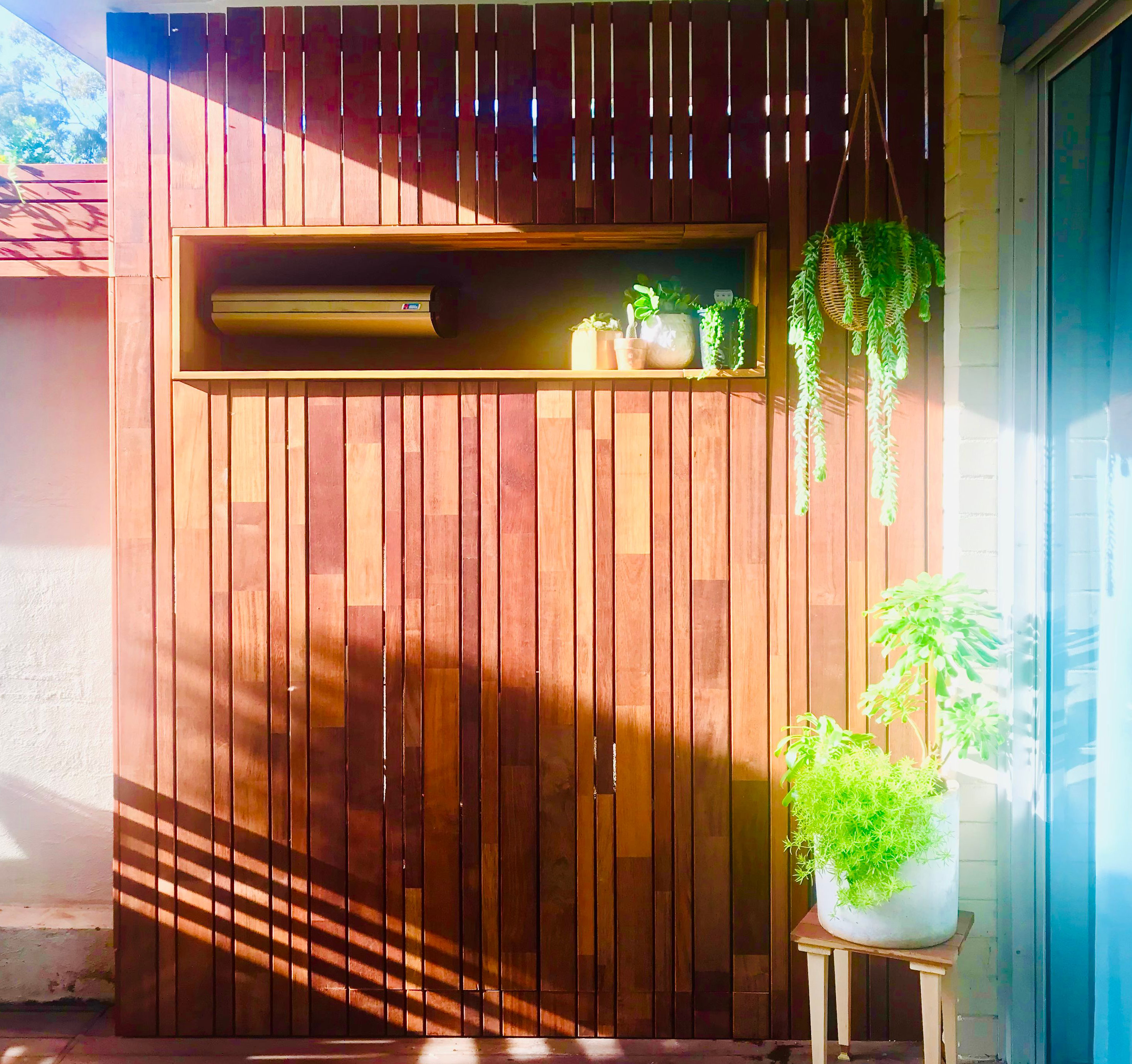 Courtyard storage using Merbau panels | Bunnings Workshop community