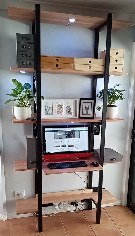 Ladder shelves with desk | Bunnings Workshop community