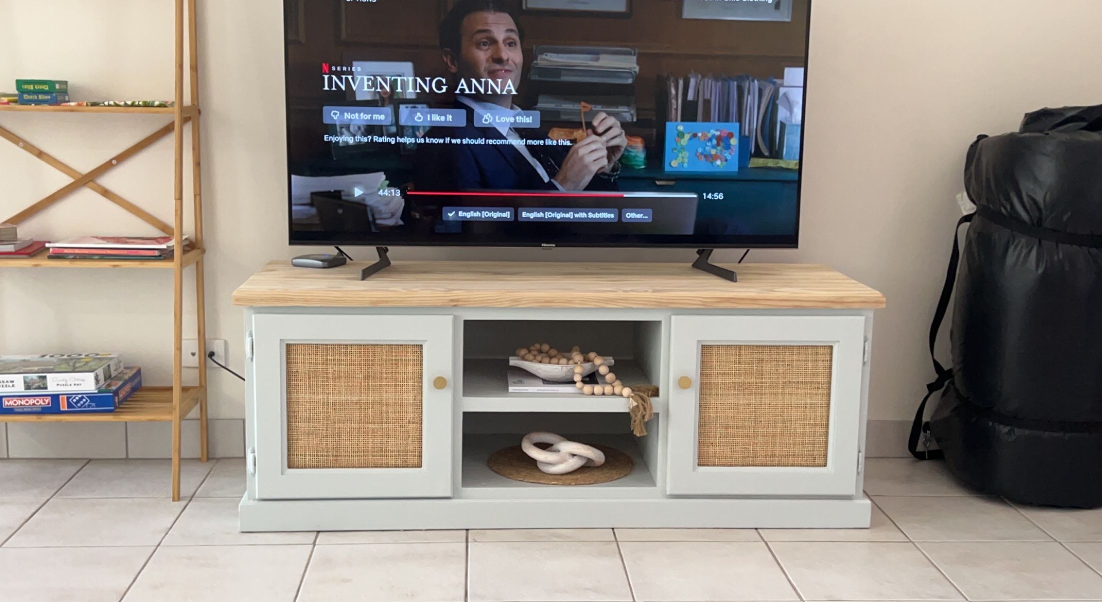TV unit upcycle with Rattan doors | Bunnings Workshop community