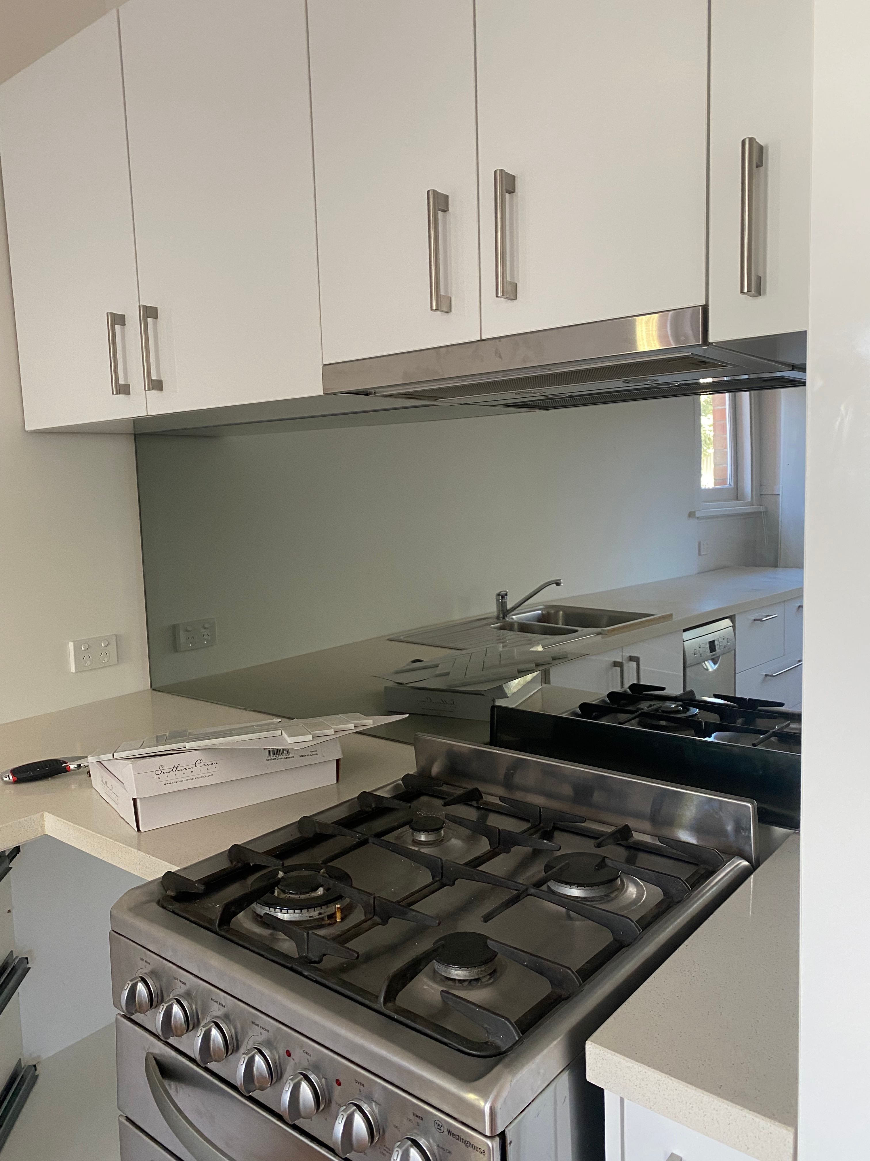 Stainless steel over glass splashback? | Bunnings Workshop community