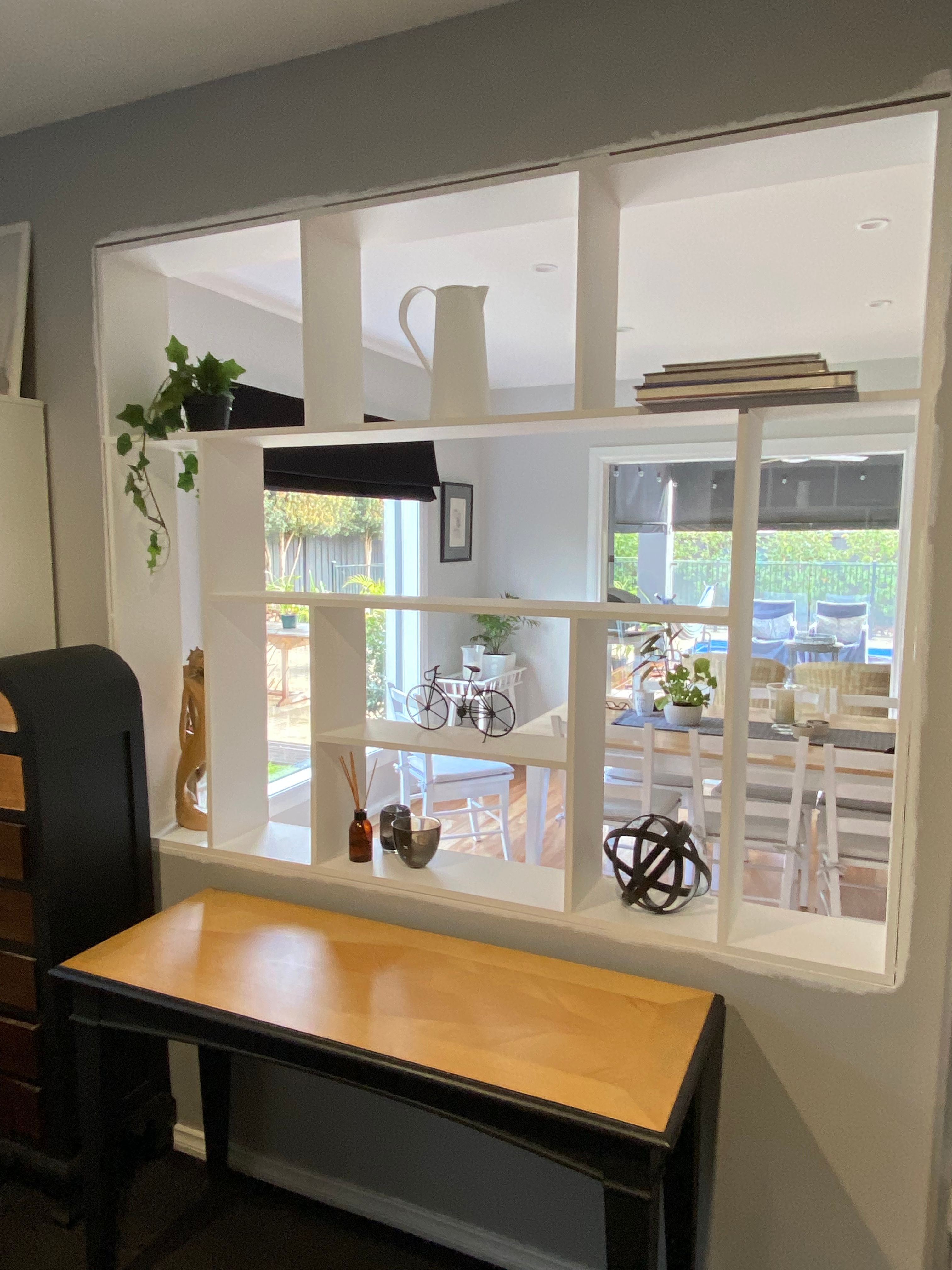 Display shelving built into dividing wal... | Bunnings Workshop community