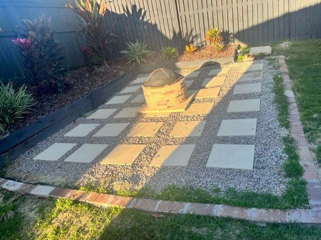 Fire pit area with pavers and stones | Bunnings Workshop community