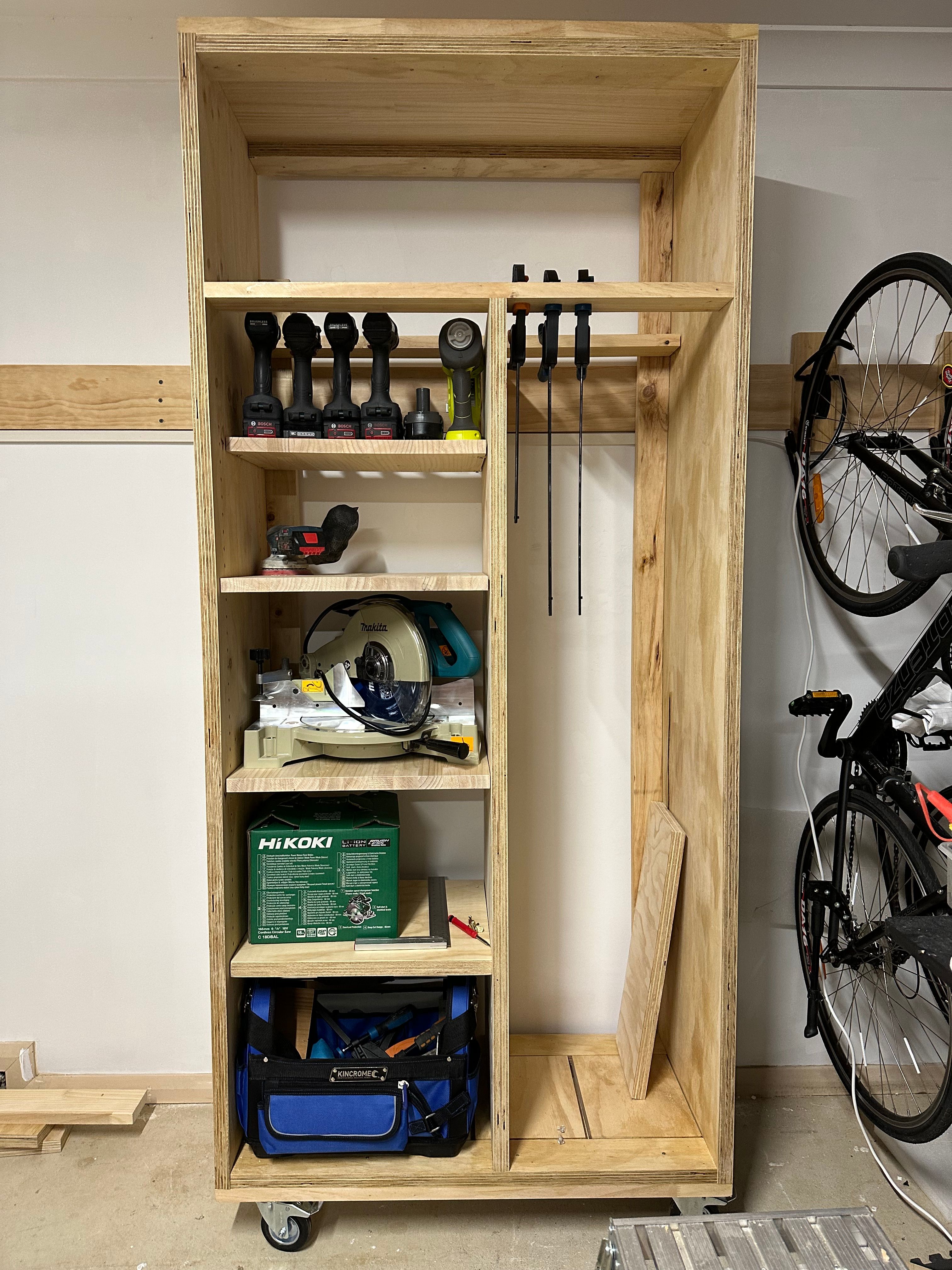 Workbench and cabinet in man cave | Bunnings Workshop community