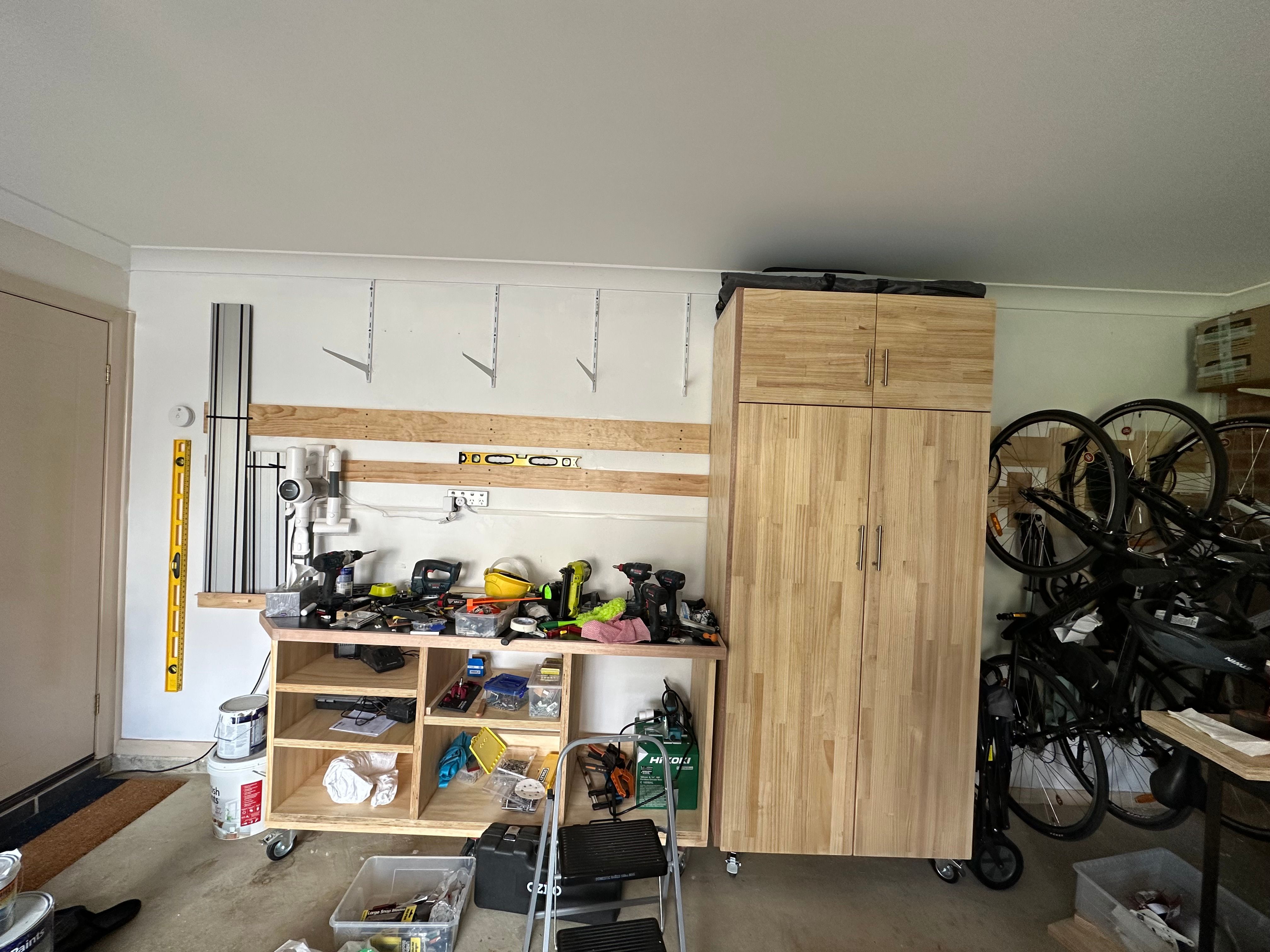 Workbench and cabinet in man cave | Bunnings Workshop community