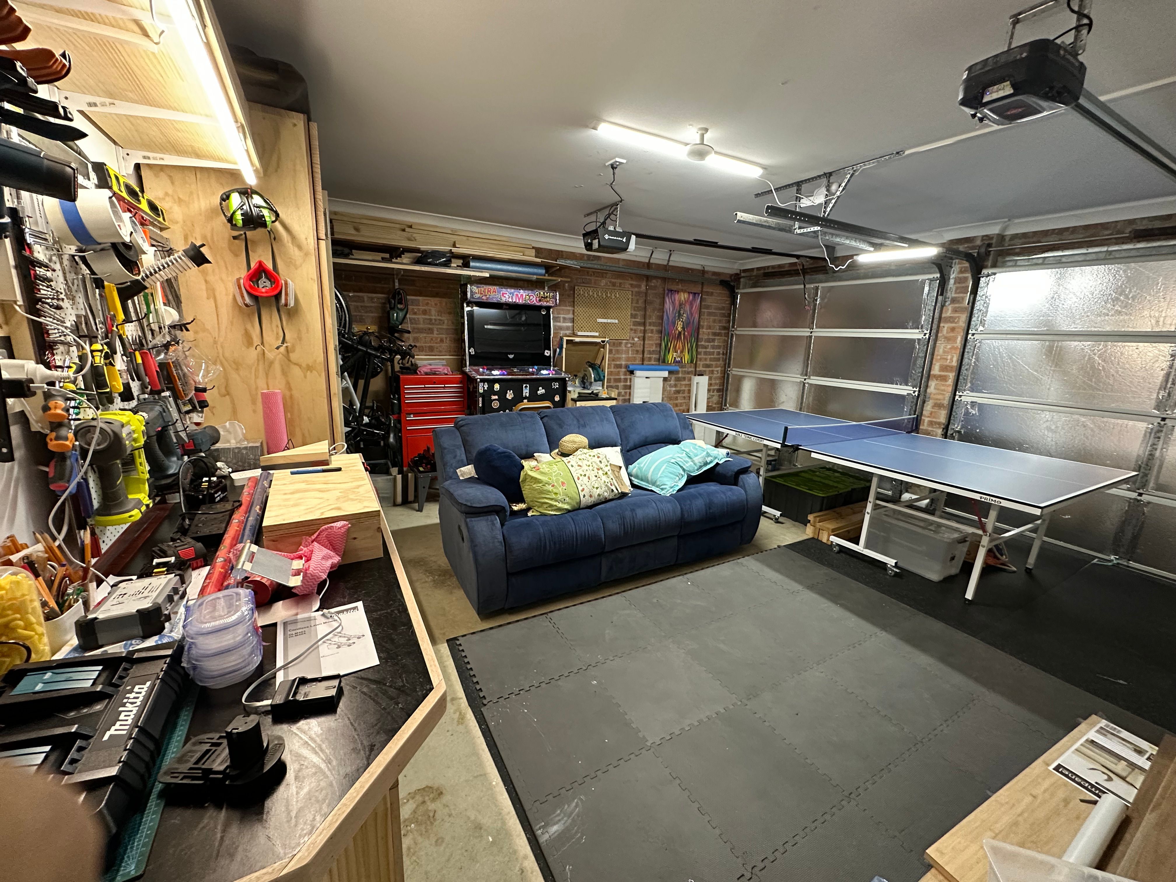 Workbench and cabinet in man cave | Bunnings Workshop community