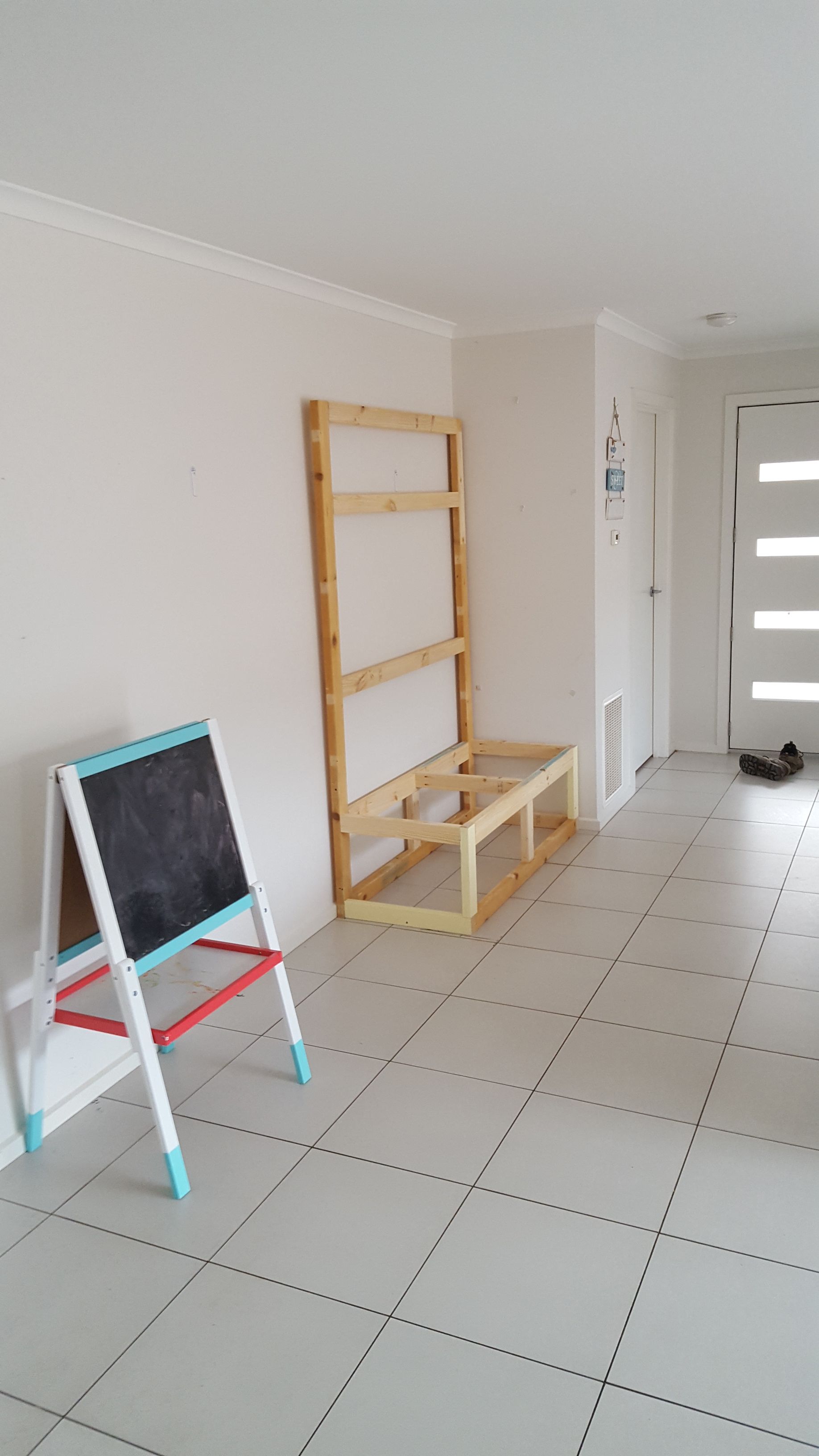Coat rack and bench with hidden office | Bunnings Workshop community