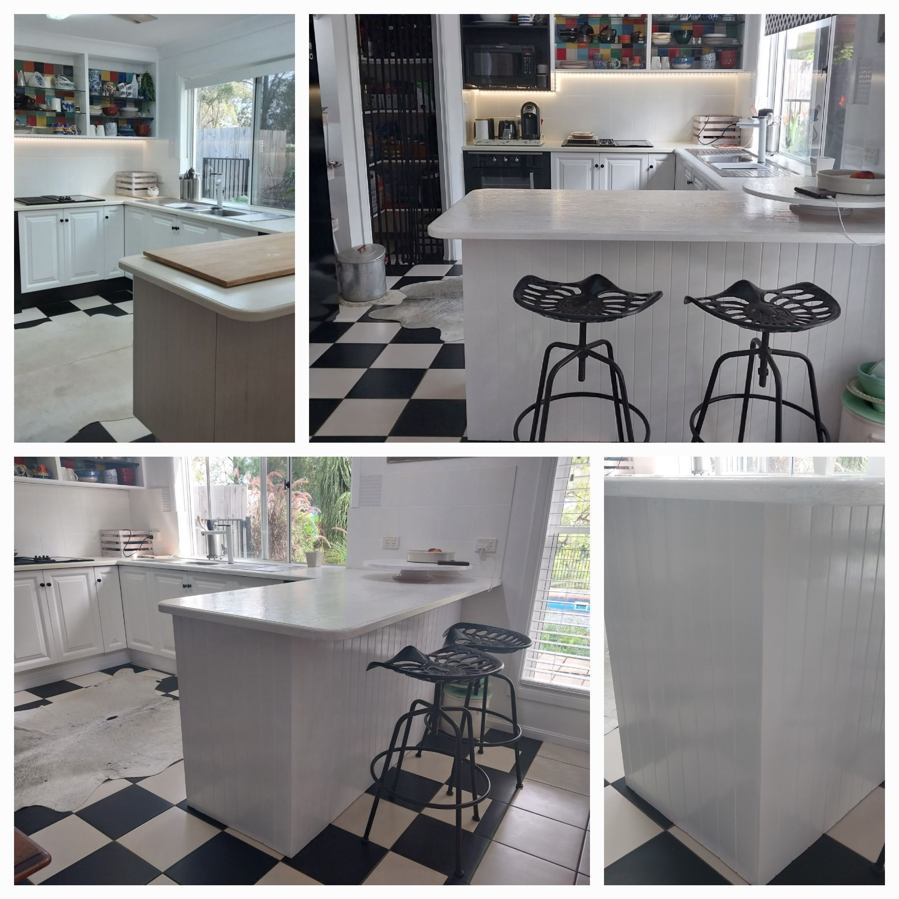 Kitchen bench clad in Pine planks | Bunnings Workshop community