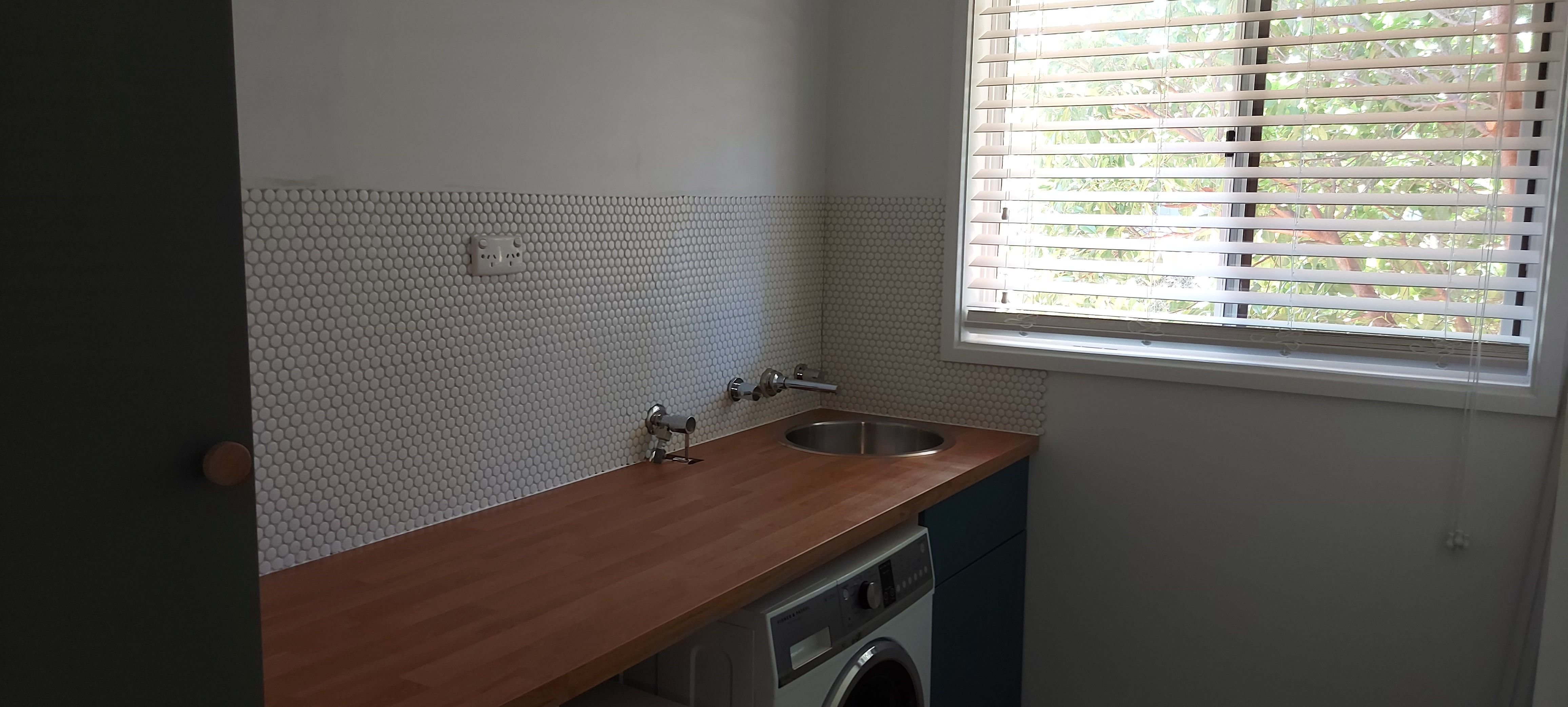 Laundry renovation with timber bench and... | Bunnings Workshop community