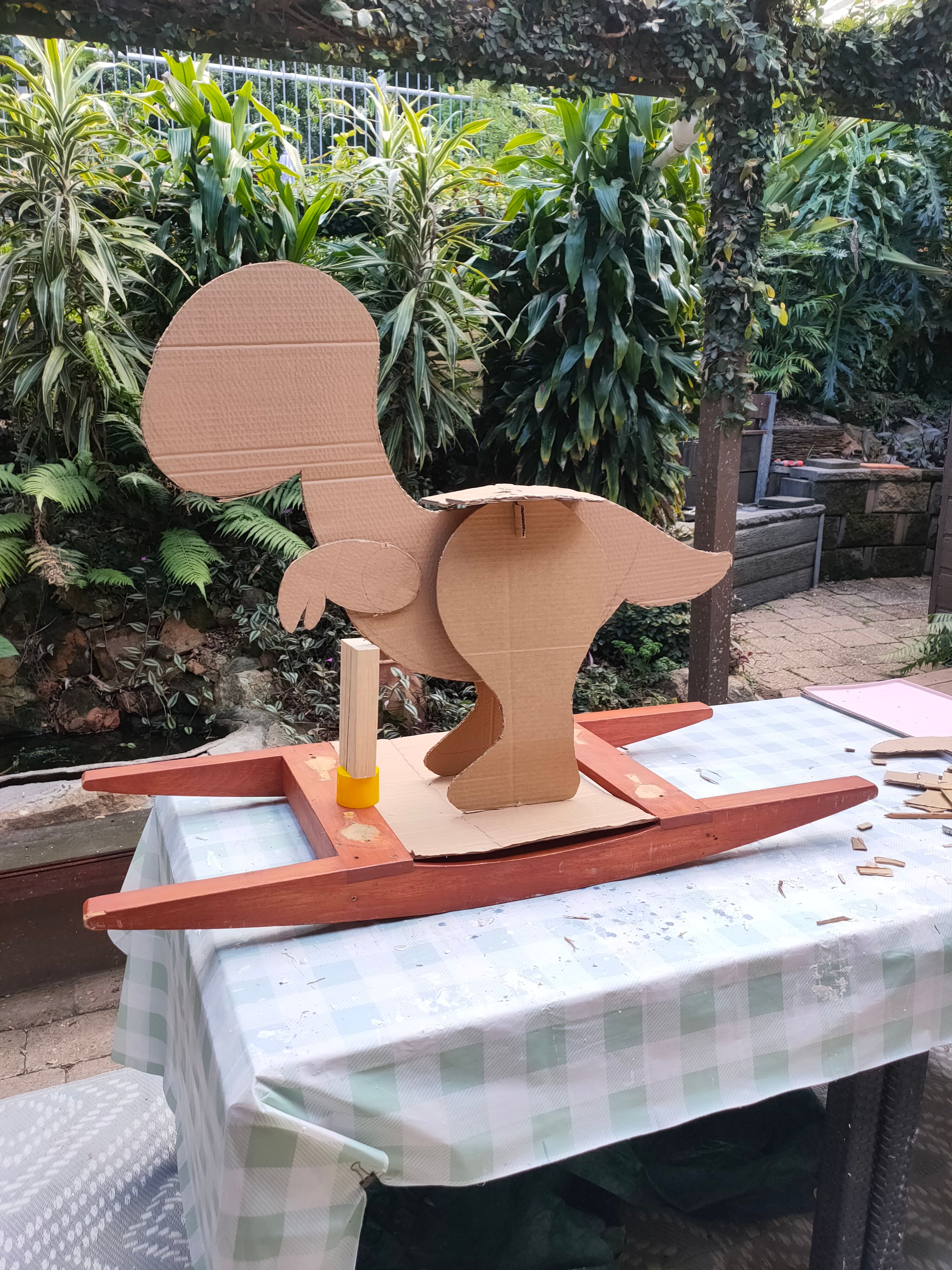Upcycled kids rocking dinosaur | Bunnings Workshop community