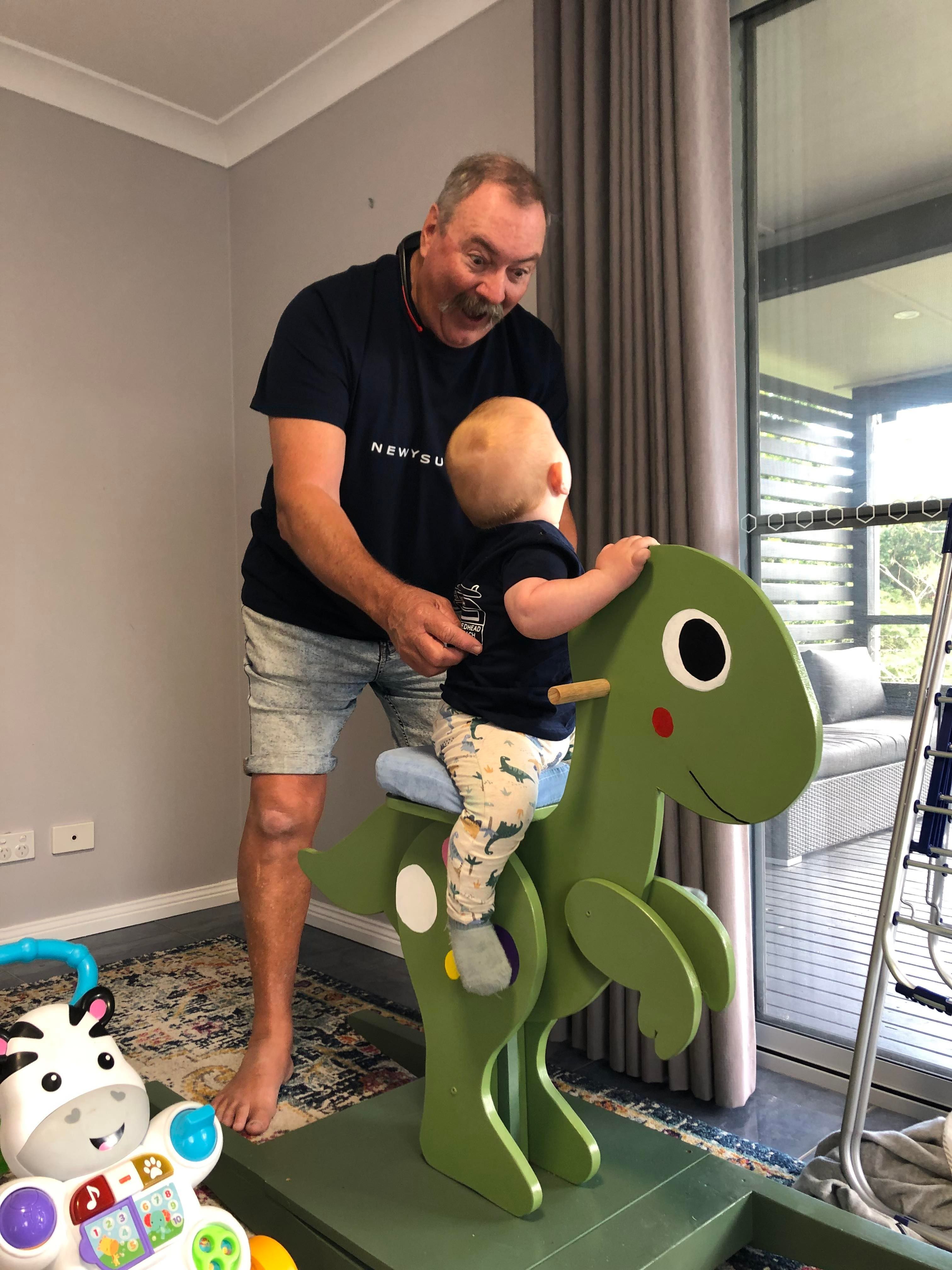 Upcycled kids rocking dinosaur | Bunnings Workshop community