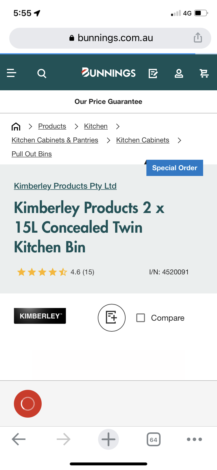 Kimberley concealed twin waste Bin 30L | Bunnings Workshop community