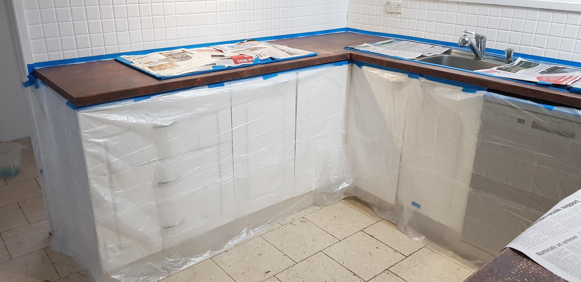 Marble-look benchtop using paint | Bunnings Workshop community