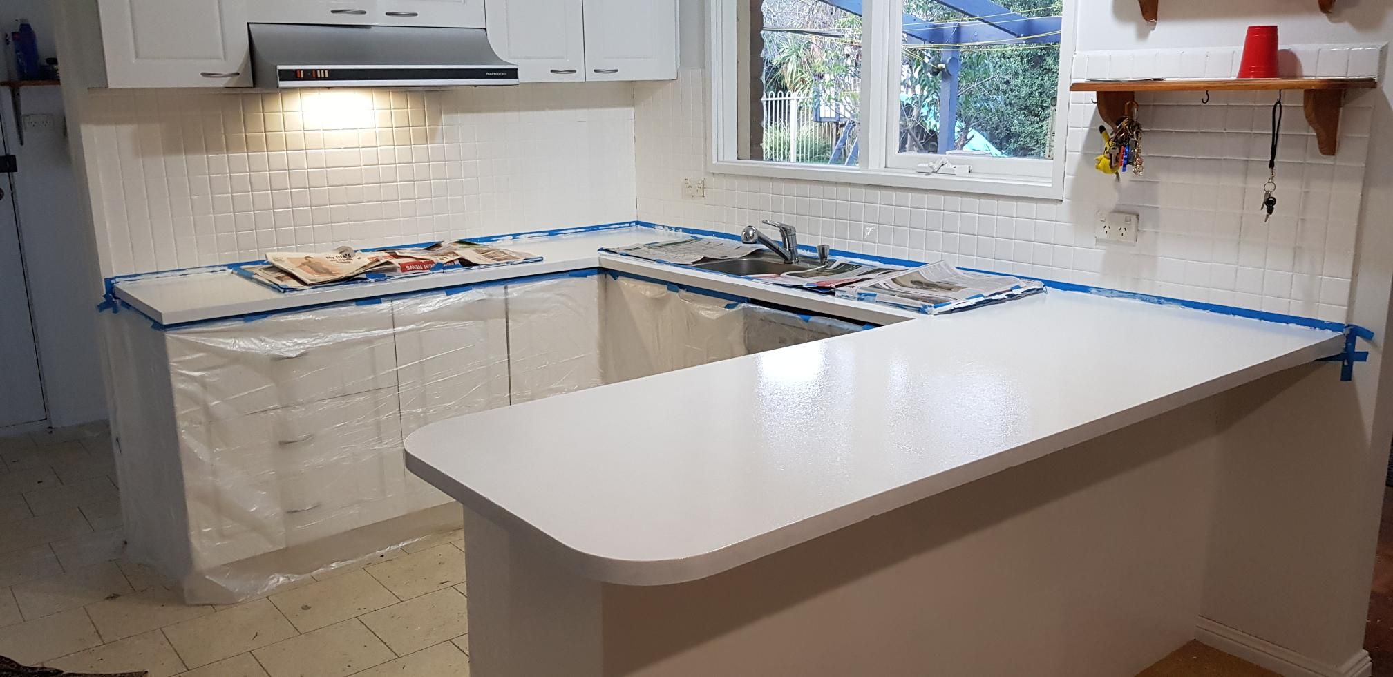 Marble-look benchtop using paint | Bunnings Workshop community