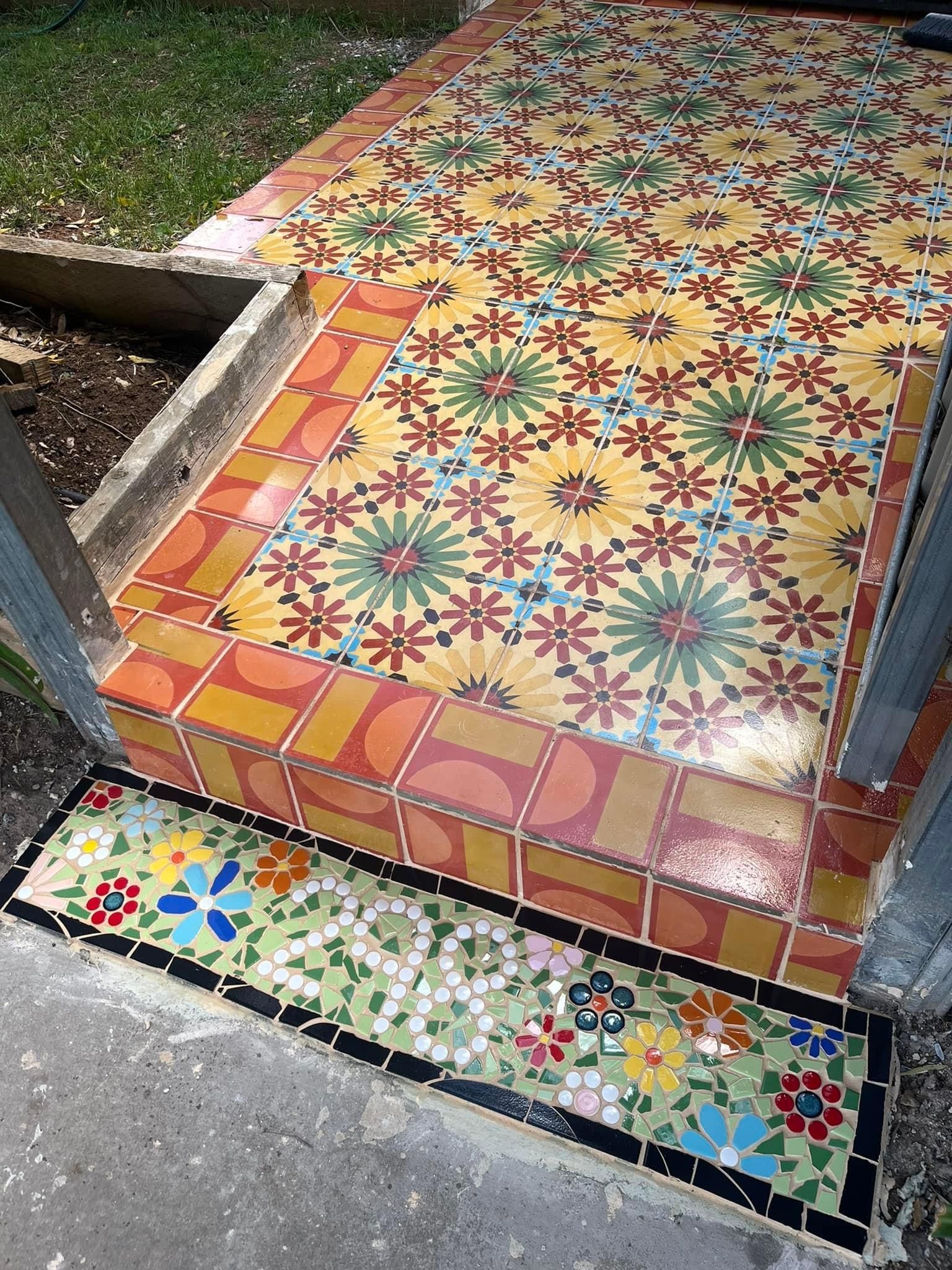 Welcoming colourful tiled path | Bunnings Workshop community