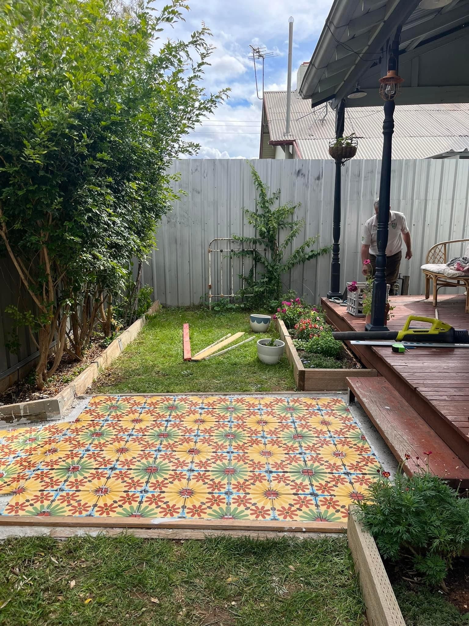 Welcoming colourful tiled path | Bunnings Workshop community