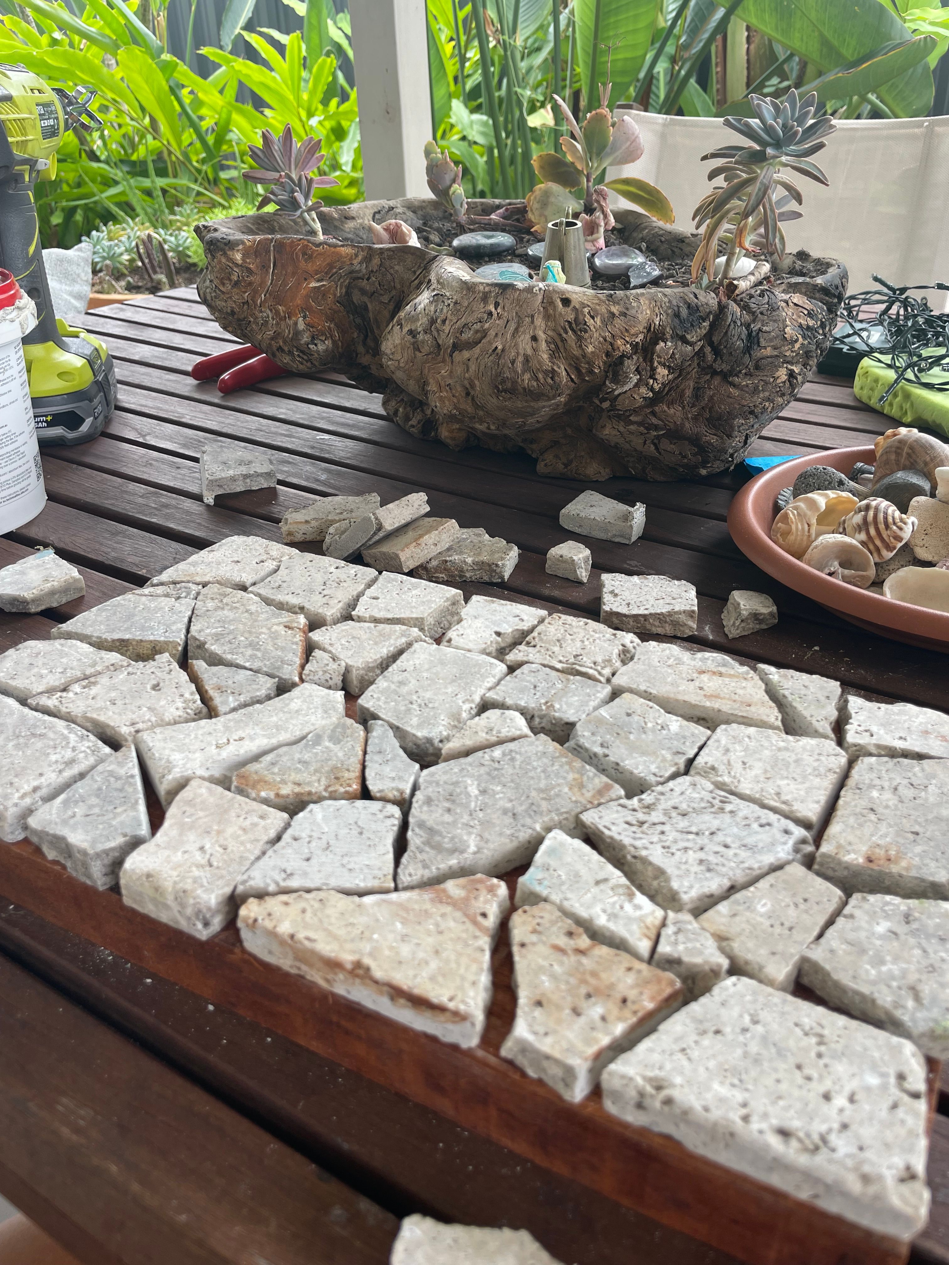 Tile mosaic table centrepiece | Bunnings Workshop community