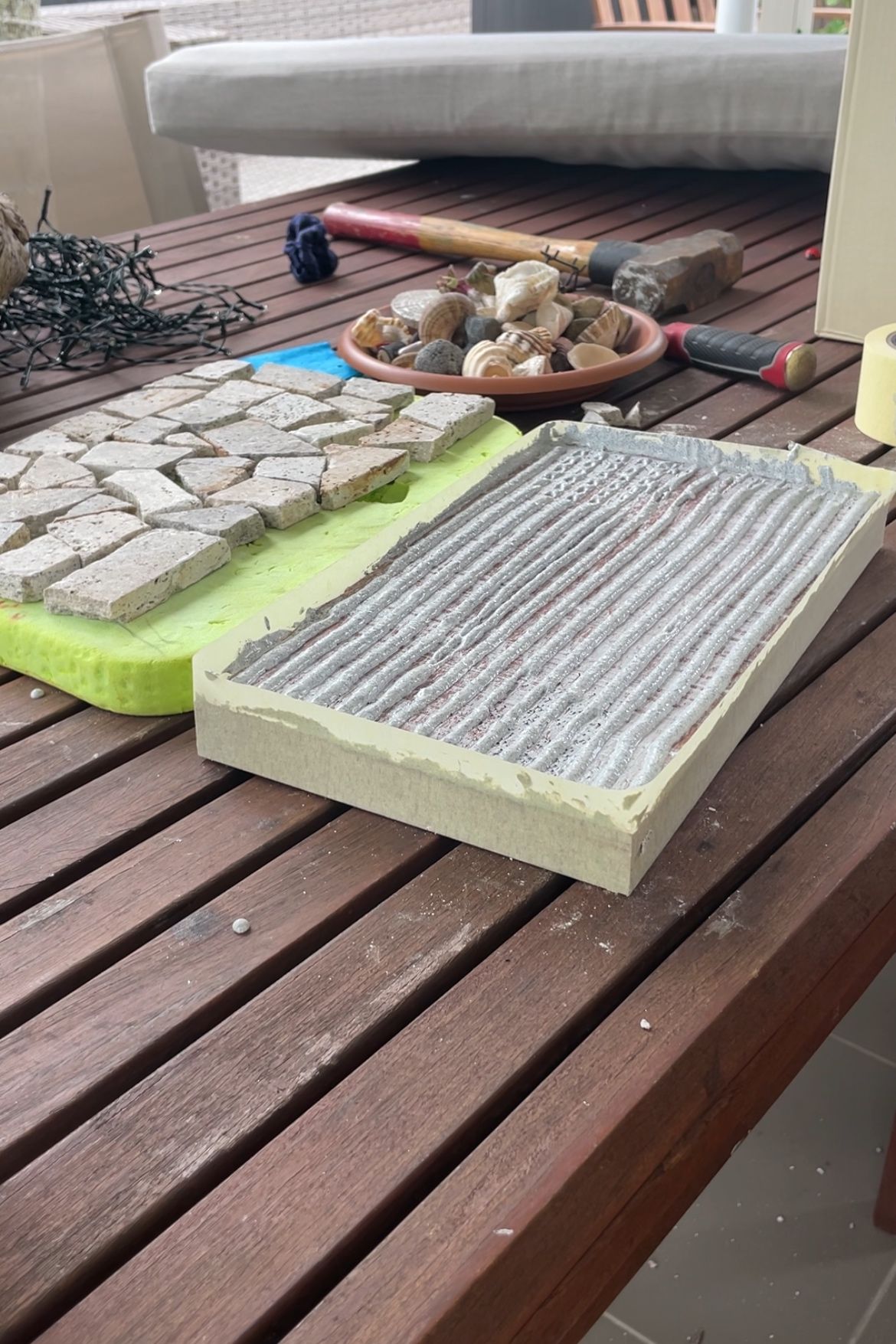 Tile mosaic table centrepiece | Bunnings Workshop community