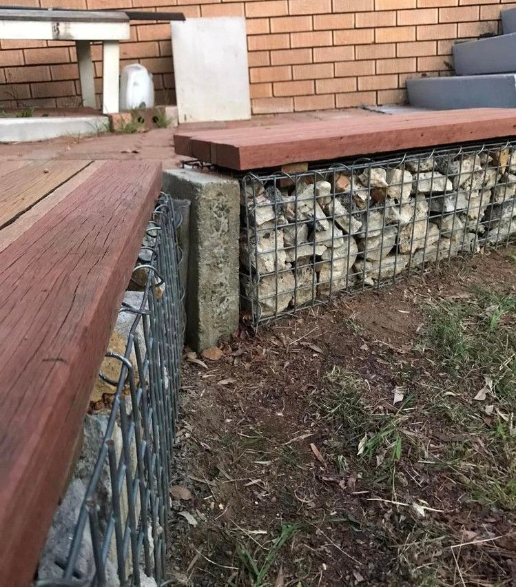 Gabion wall bench seats | Bunnings Workshop community