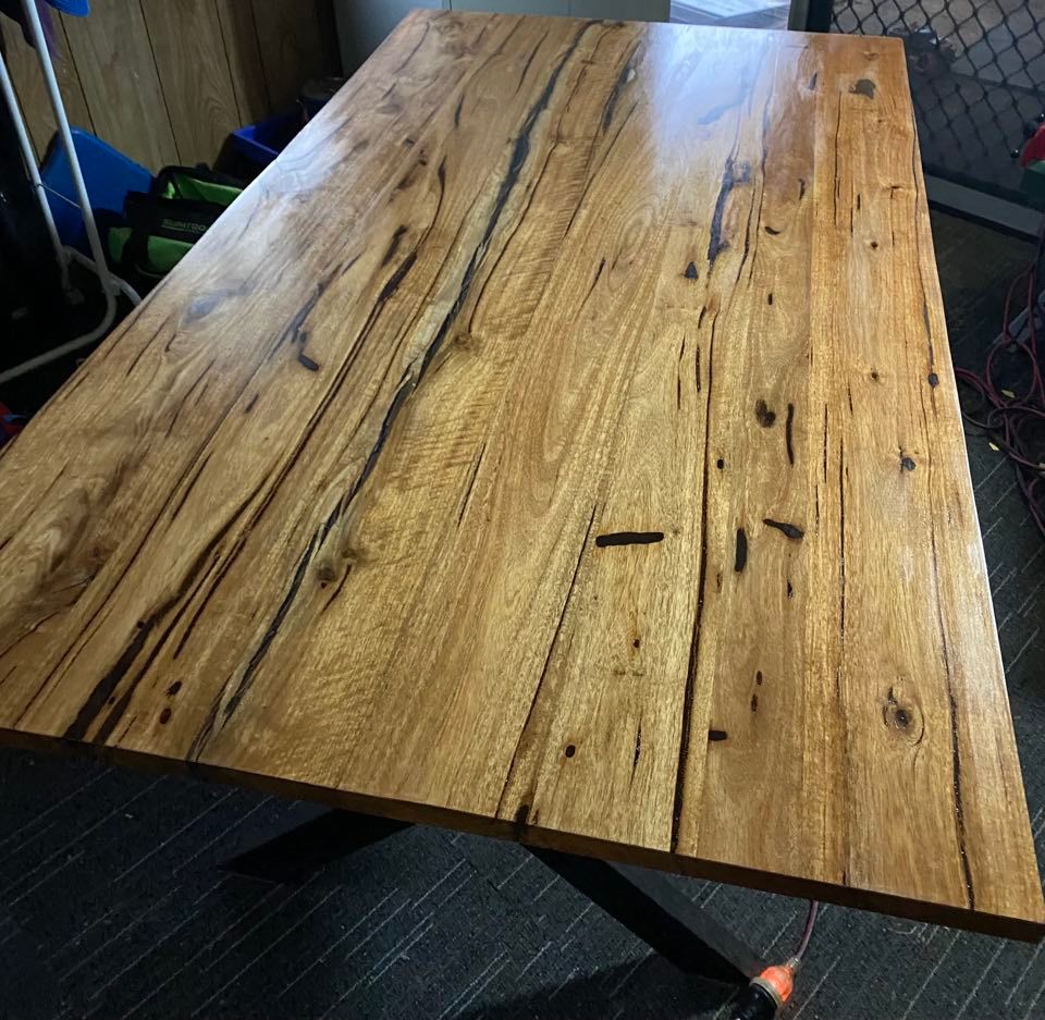 Marri wood dining table crack repaired | Bunnings Workshop community