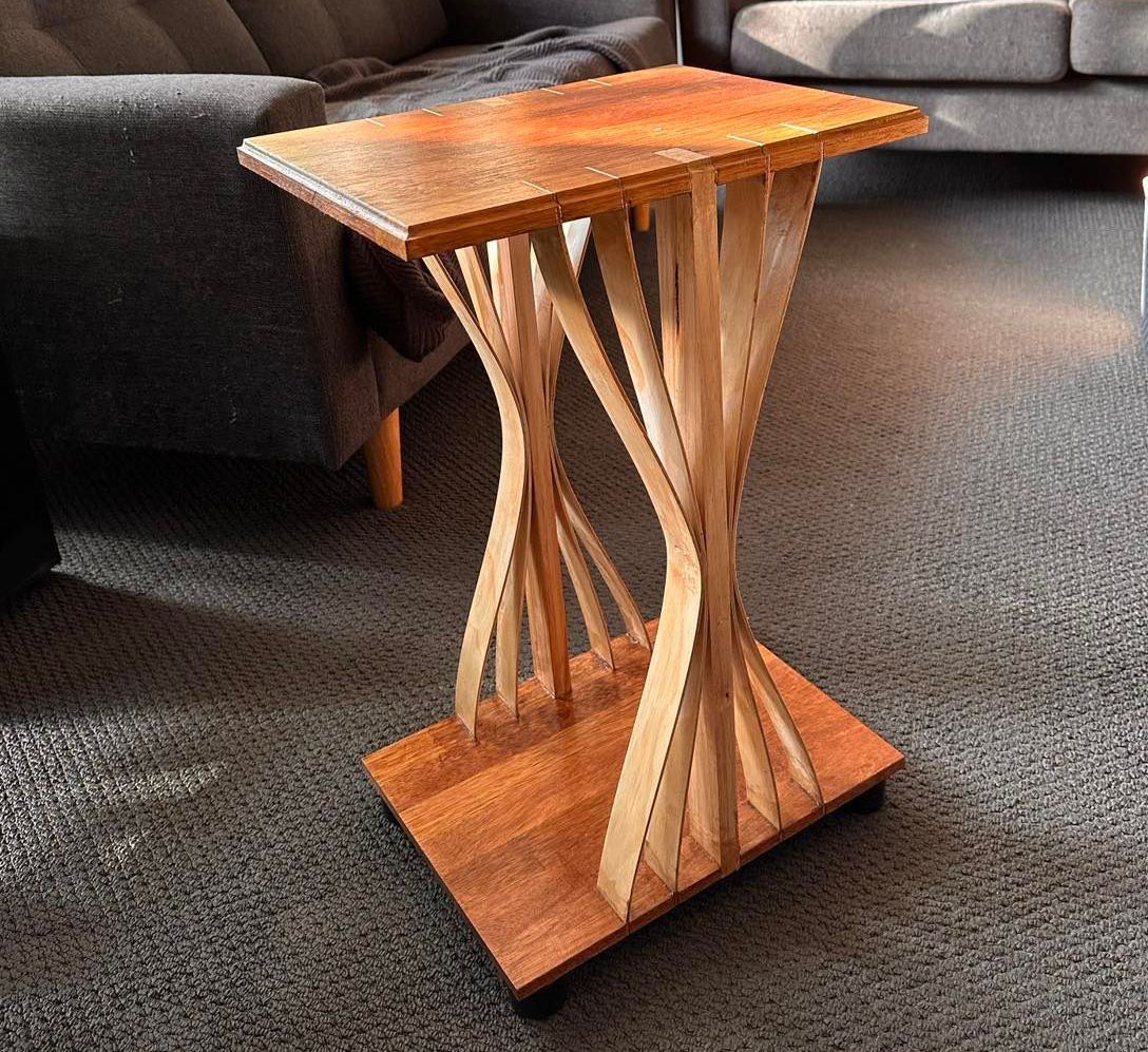 Timber side table with hourglass design | Bunnings Workshop community