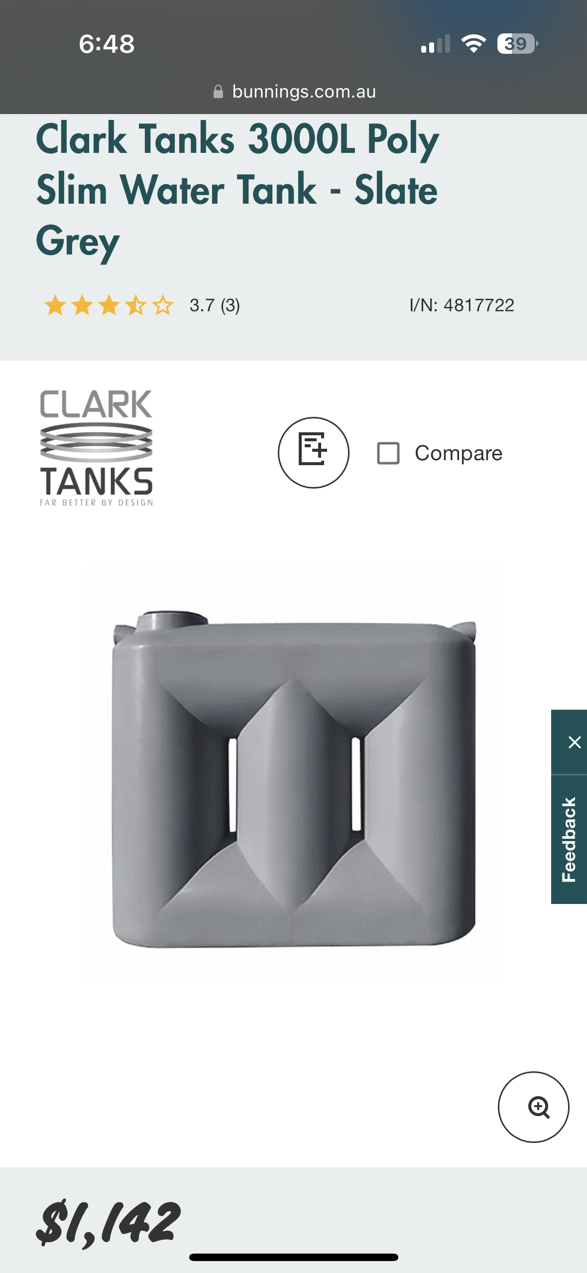 What does the Poly Slim Water Tank come ... | Bunnings Workshop community