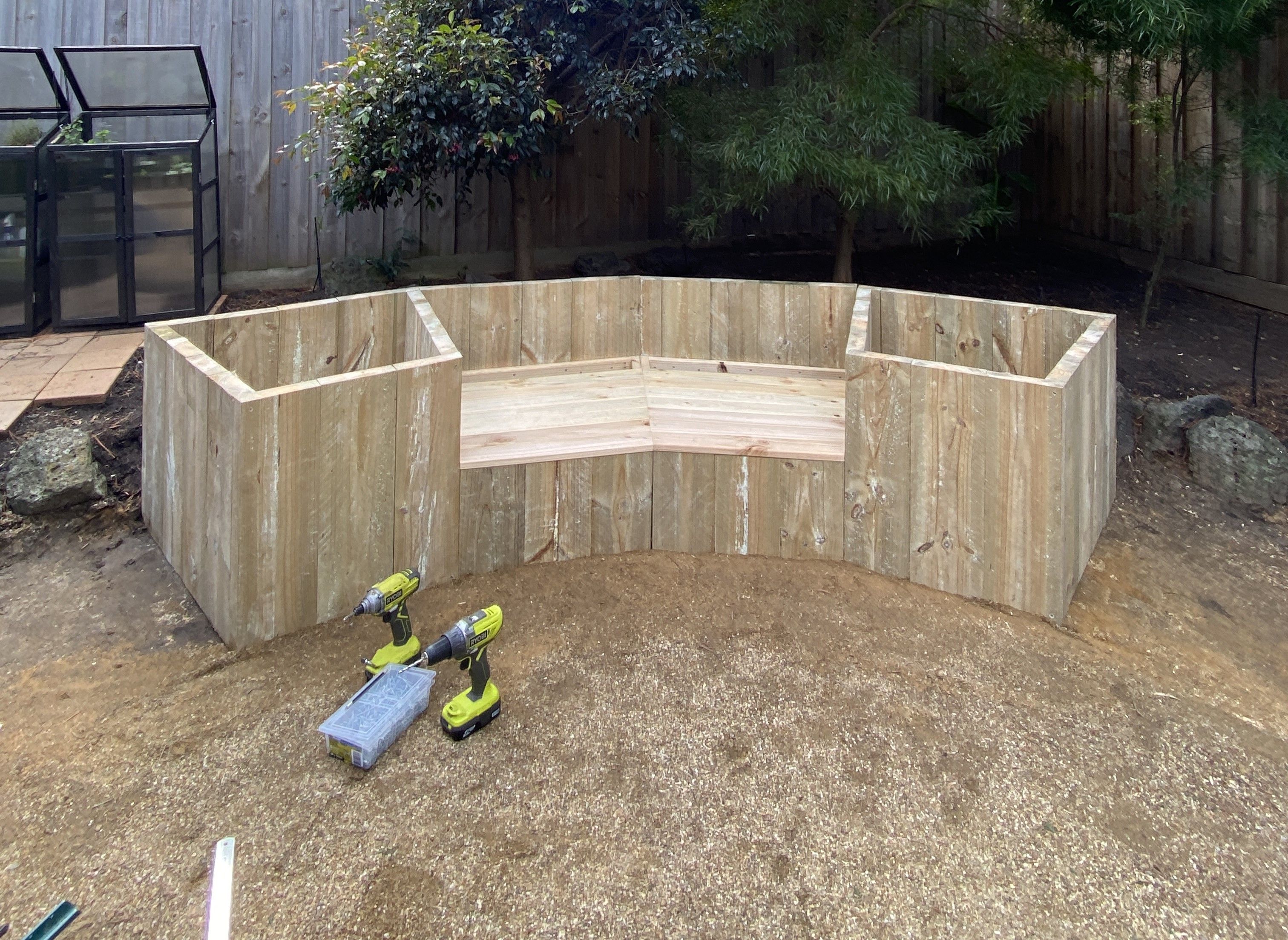 Circular raised planters with seating an... | Bunnings Workshop community